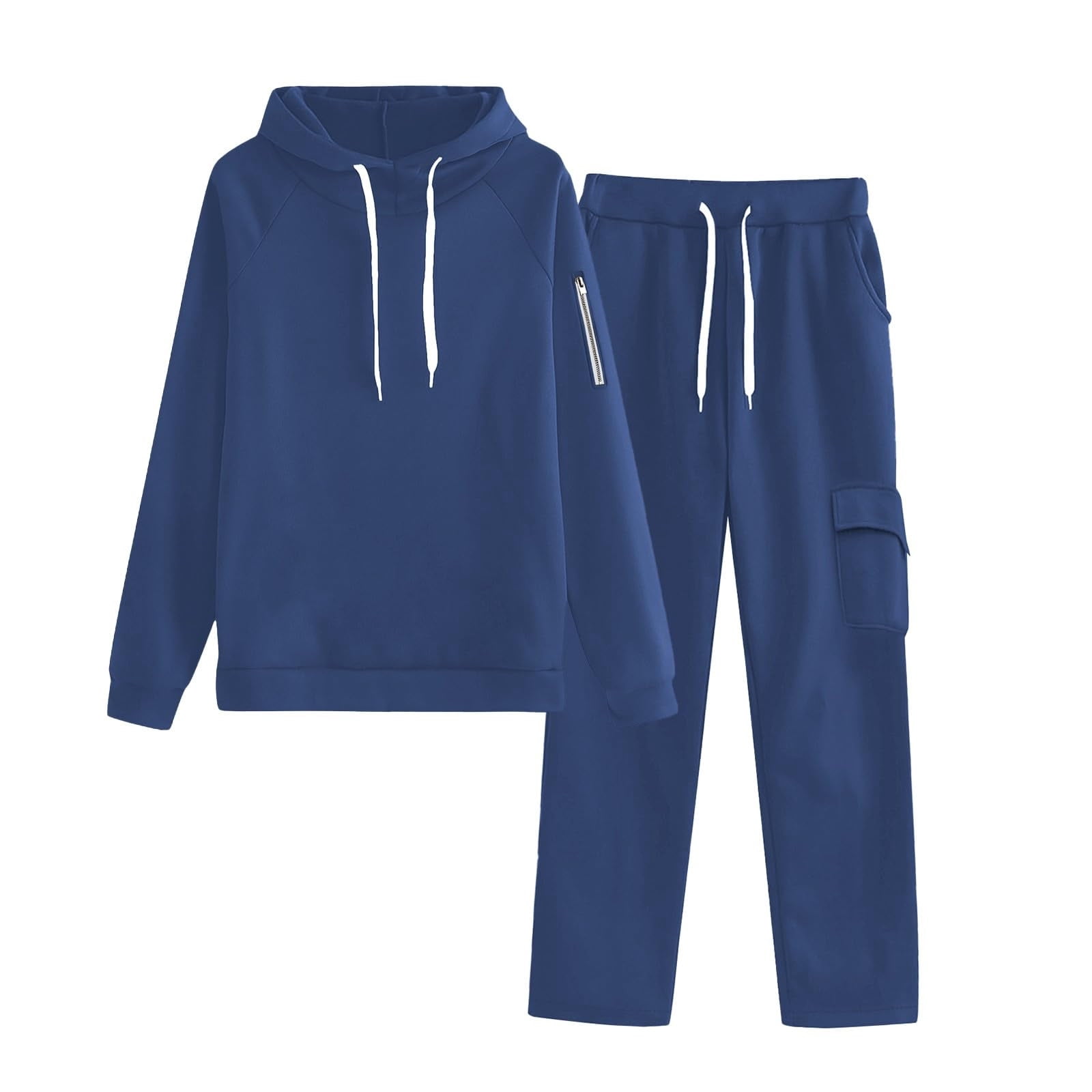 Gmluru Women's Two Piece Tracksuit Fall 2025 Solid Color Crew Neck Long ...