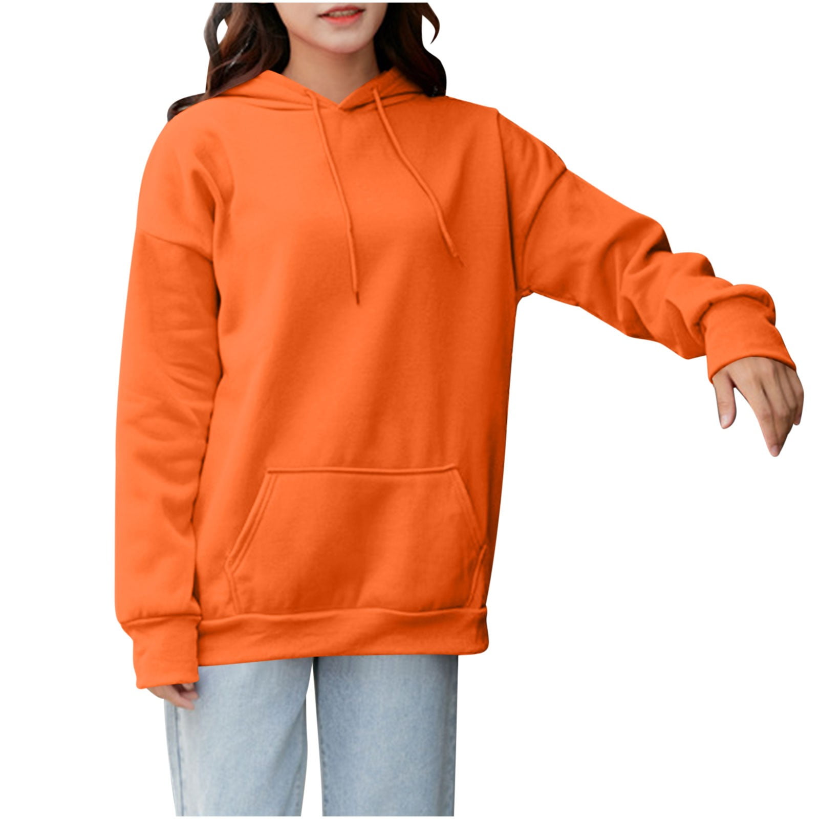 Gmluru Womens Oversized Hoodies Long Sleeved Solid Color Sweatshirt ...
