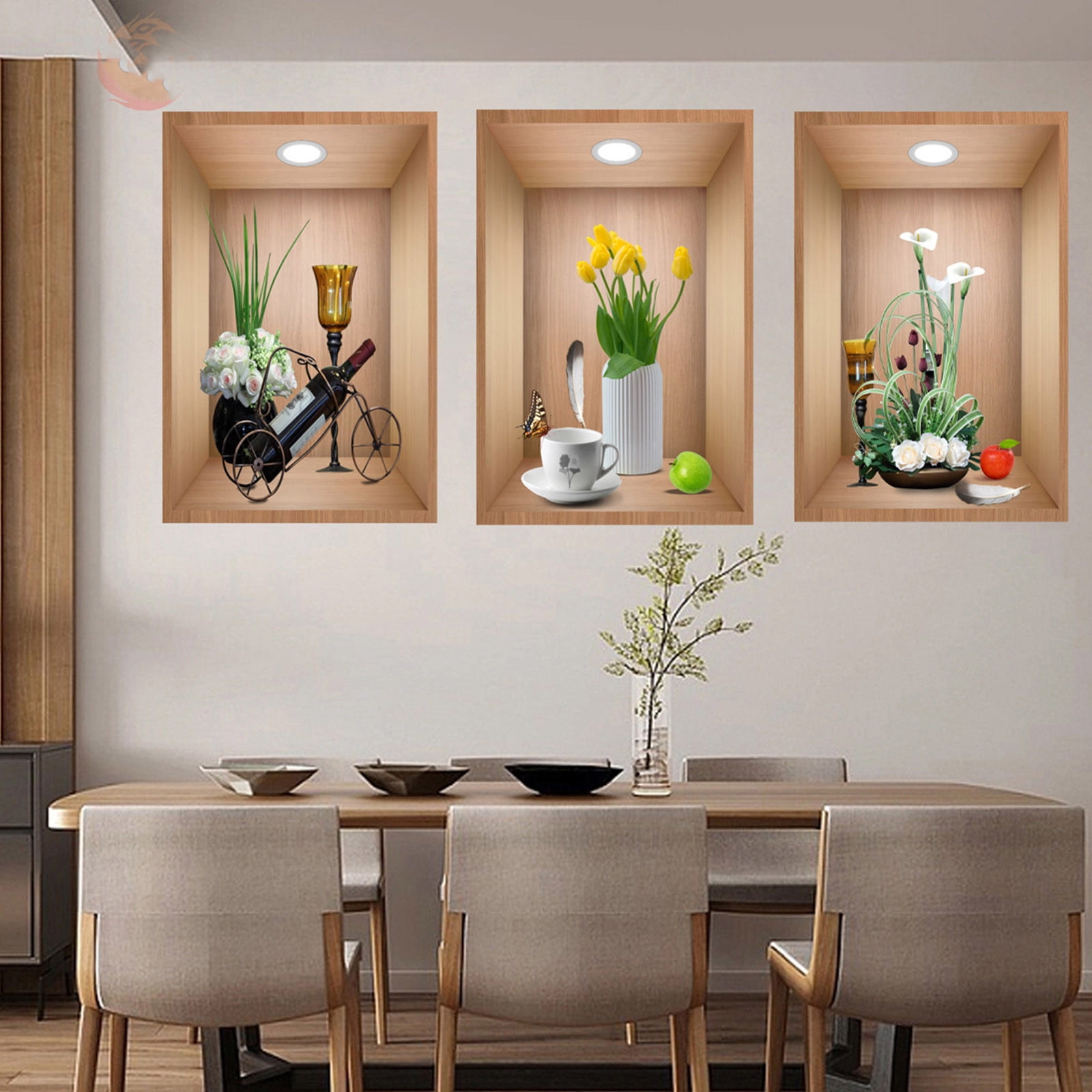 Gmogad 3D Wall Stickers Plants & Flowers, 3D Wall Decals - Realistic ...