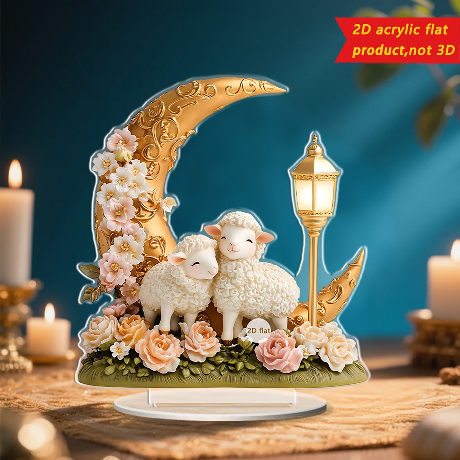 Gmogad 4-Piece Lamb Ornament Set - 2D Flat Wooden Animal Decor for ...
