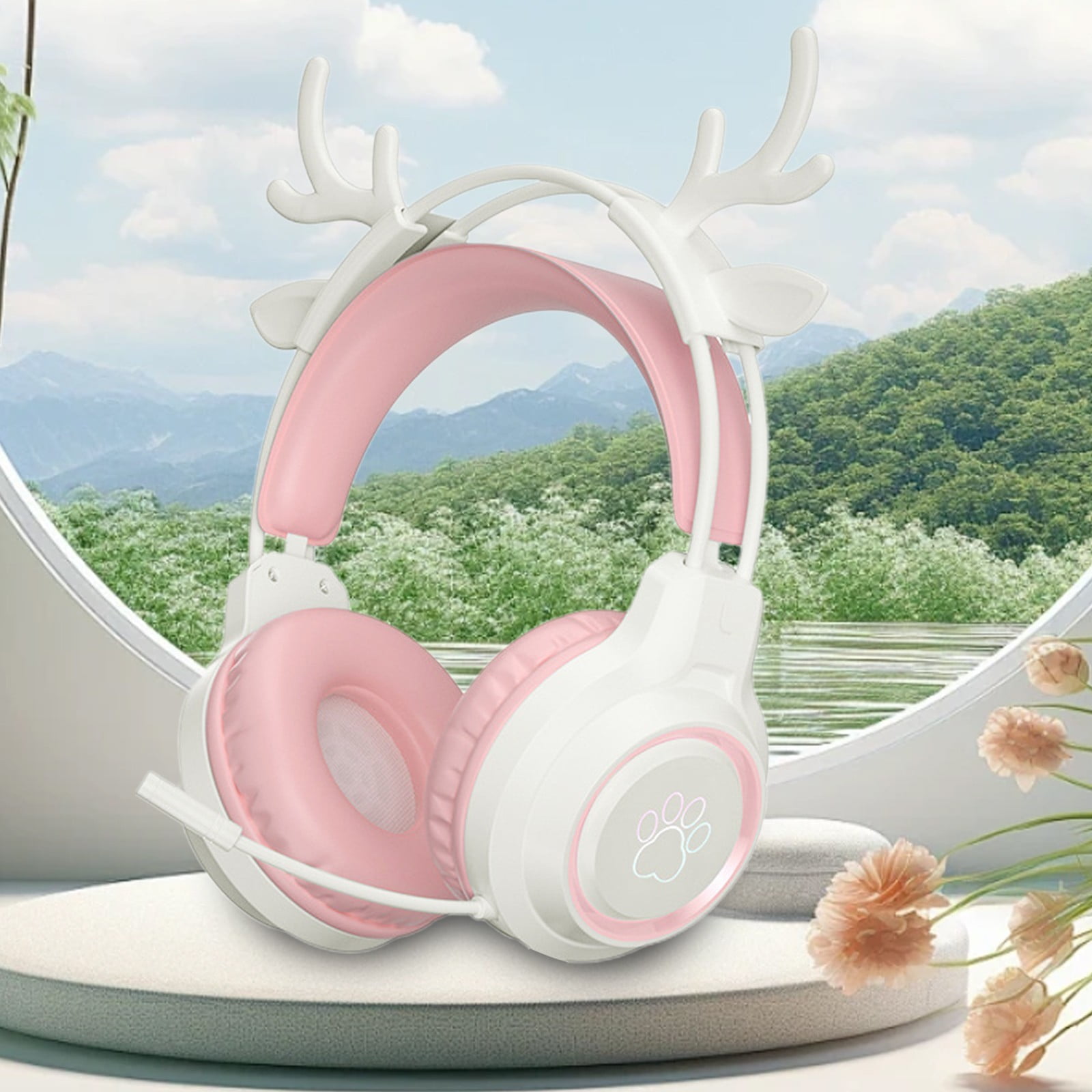 Gmogad Antler Gaming Cute Headset, Wired Over-Ear Headphones with Noise ...
