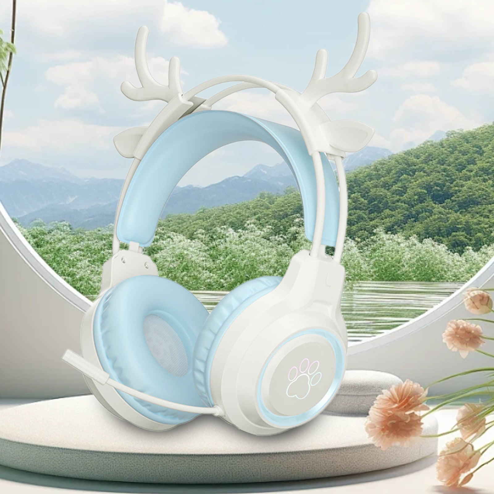Gmogad Antler Gaming Cute Headset, Wired Over-Ear Headphones with Noise ...
