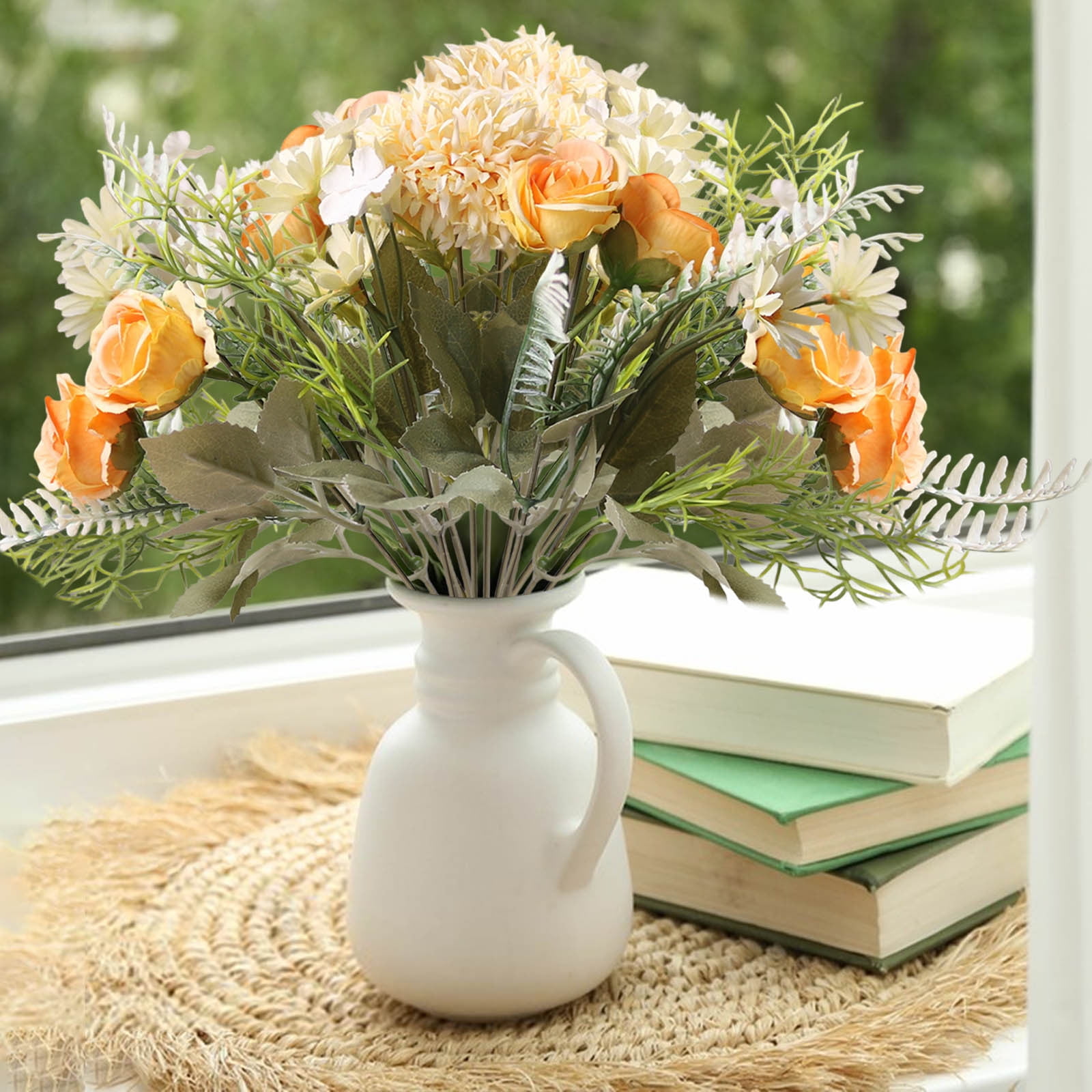 Gmogad Artificial Flower Bouquet - 11in Real-Like Fake Flowers for Home ...