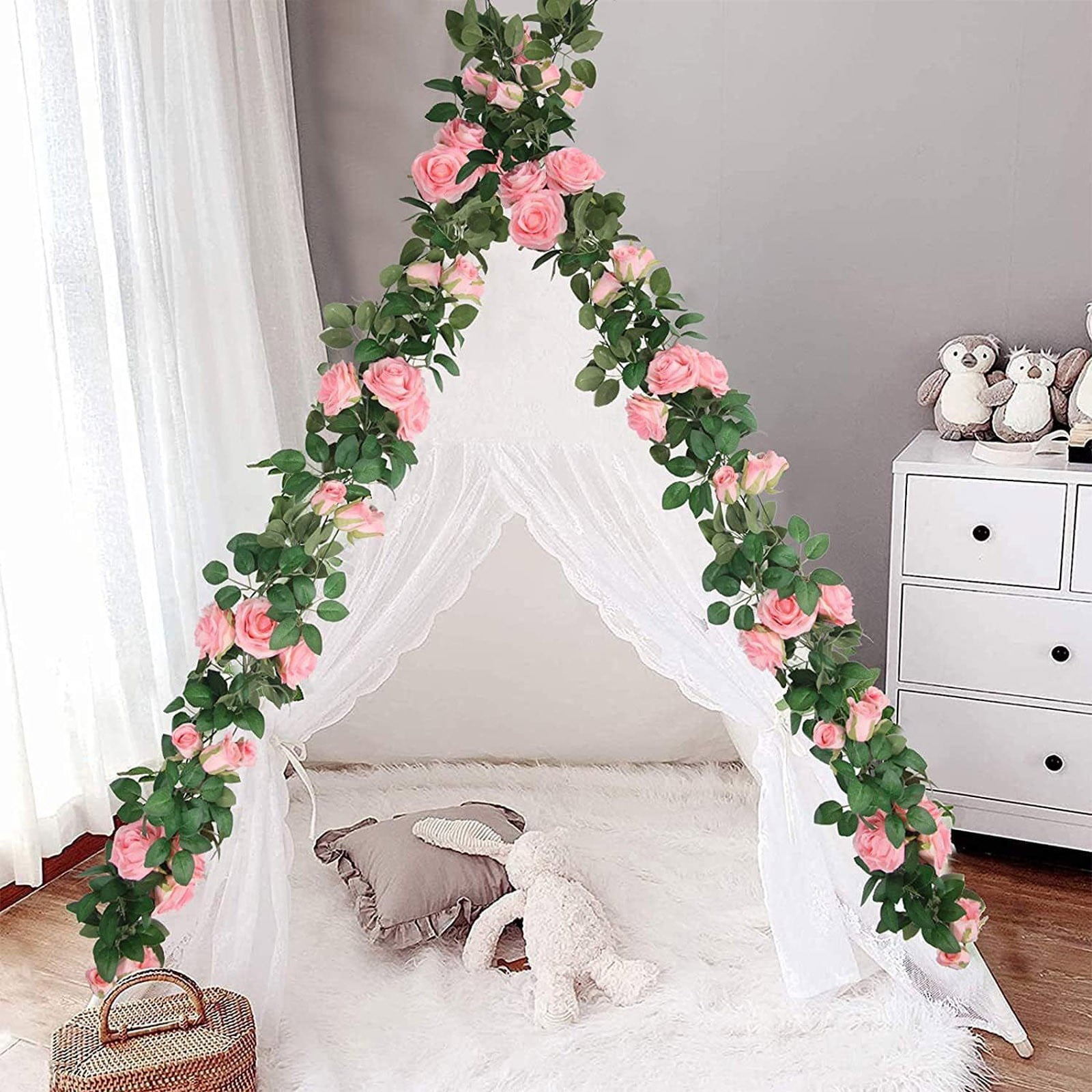 Gmogad Artificial Rose Vine Garland - Wedding Decoration for Stairs ...