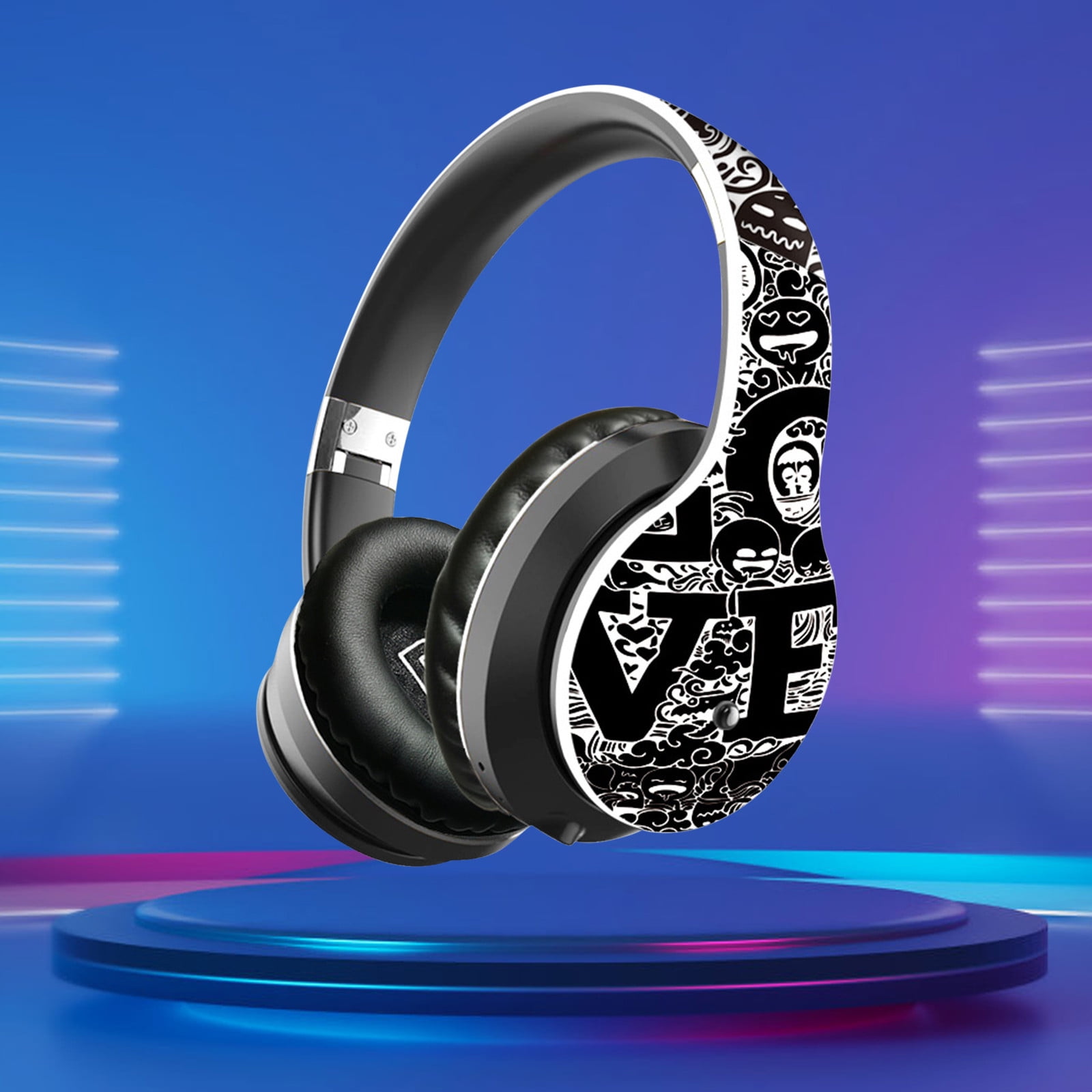 Gmogad Bluetooth Headphones Over Ear, Graffiti Wired/Wireless ...
