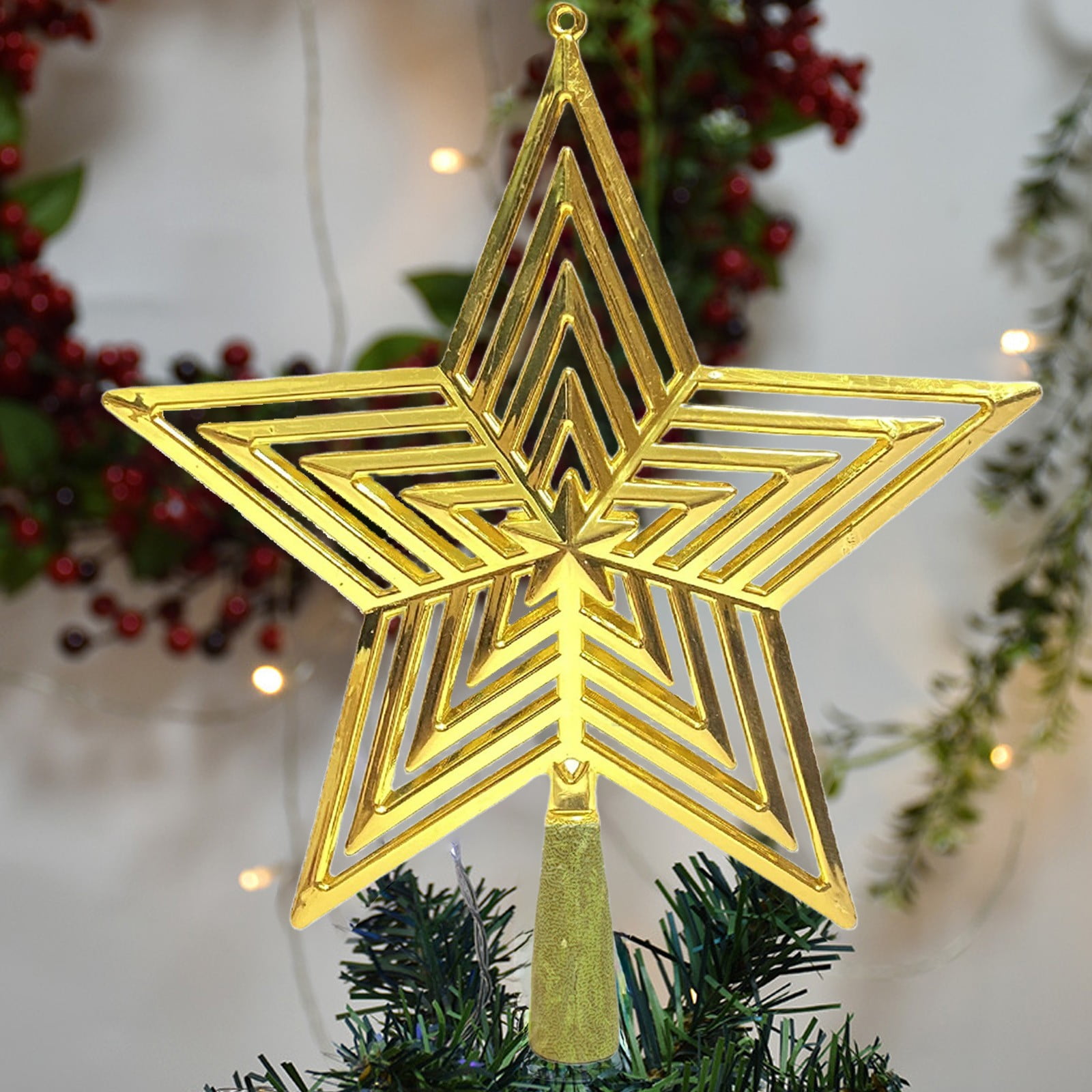 Gmogad Christmas Tree Topper Star - 7 Inch Plastic Pentagram Tree Top ...