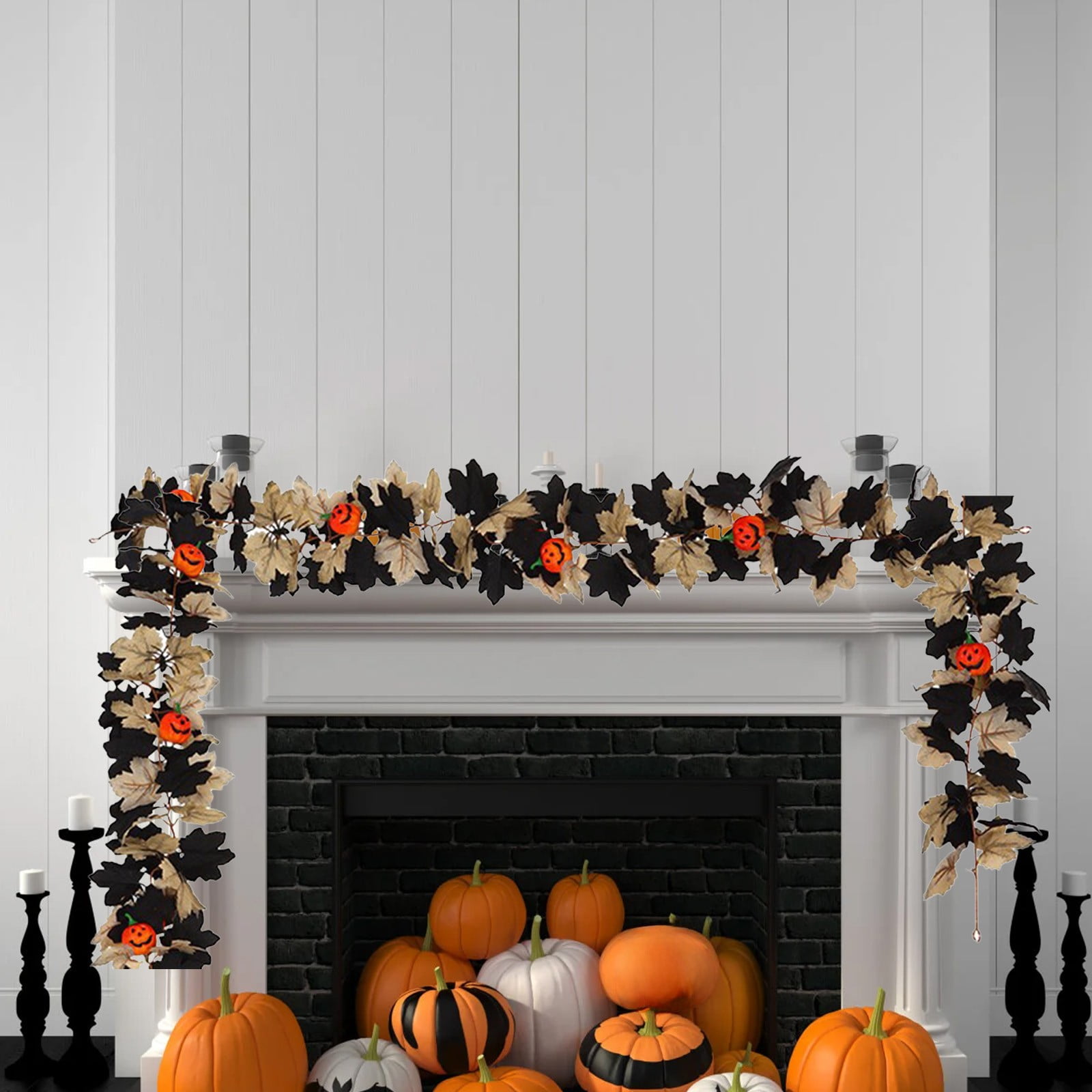 Gmogad Fall Halloween Decorations Maple Leaf Vine – 5.7Ft Realistic ...
