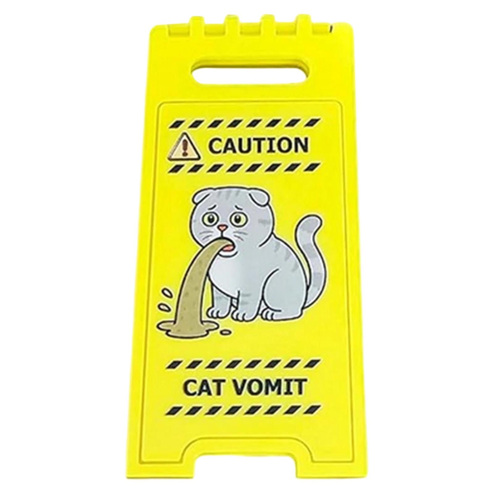 Gmogad Funny Beware of Cats Vomitus Sign - Double-Sided Mini Foldable ...