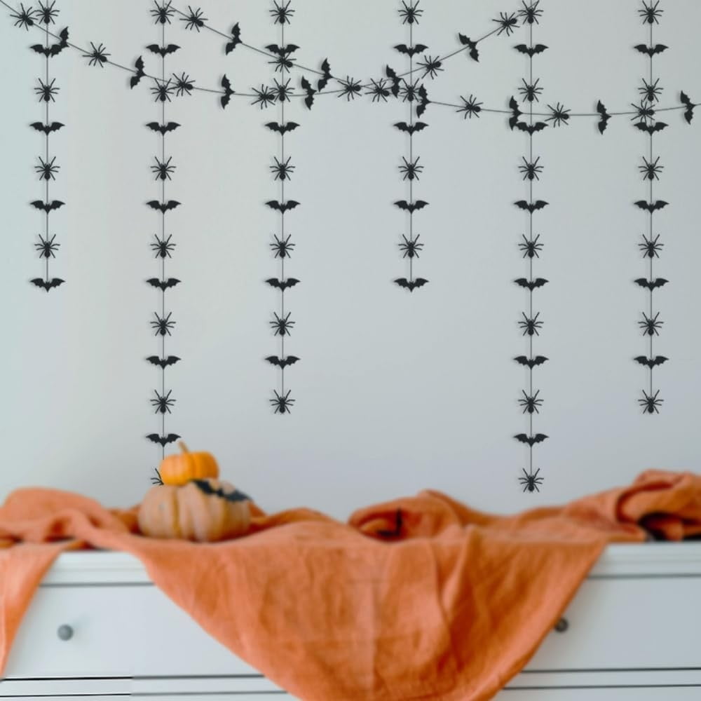 Gmogad Halloween Garland, 11.5FT Bat Spider Streamers for Wall Window ...