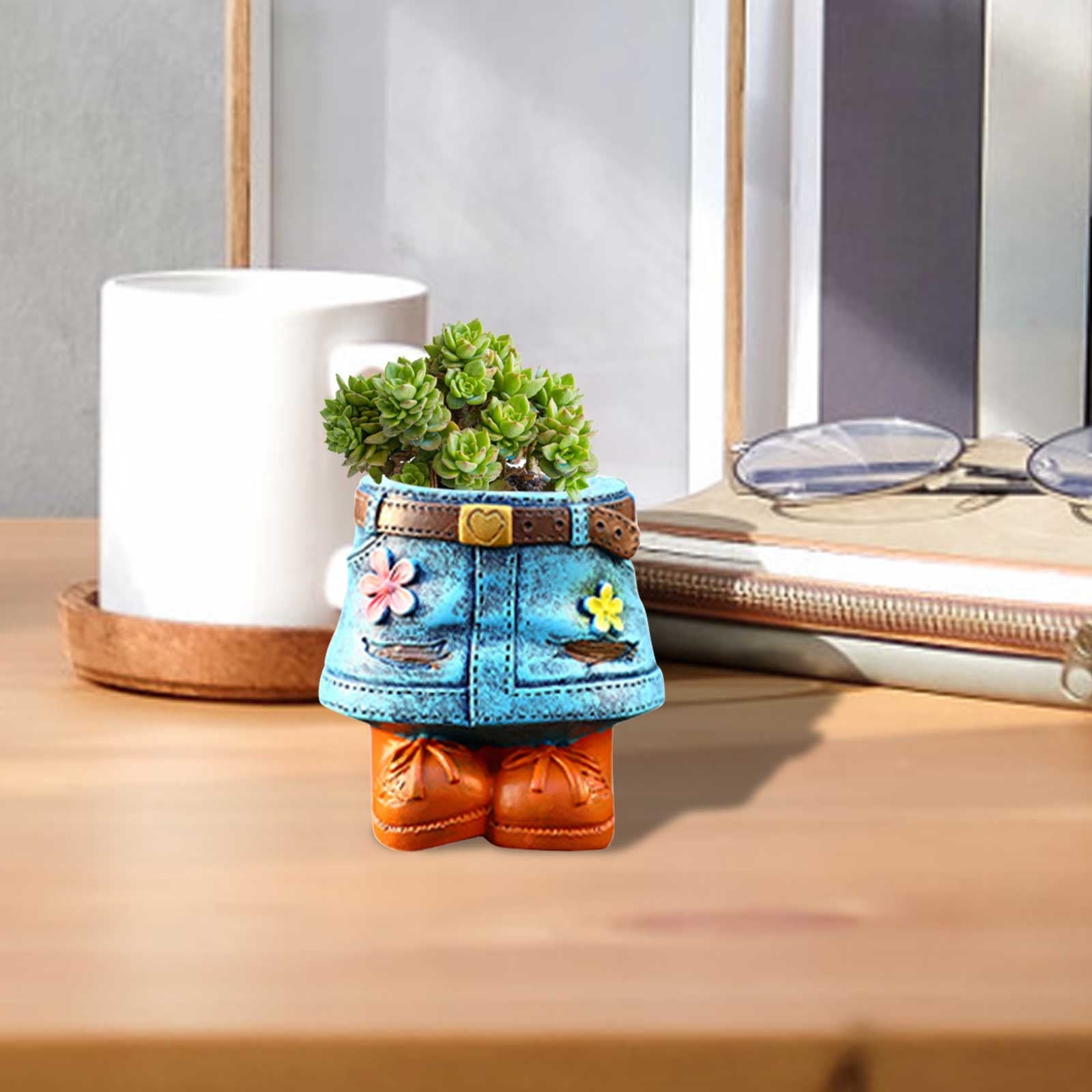 Gmogad Jeans Design Resin Planter - Unique Courtyard Decor Flower Pot ...