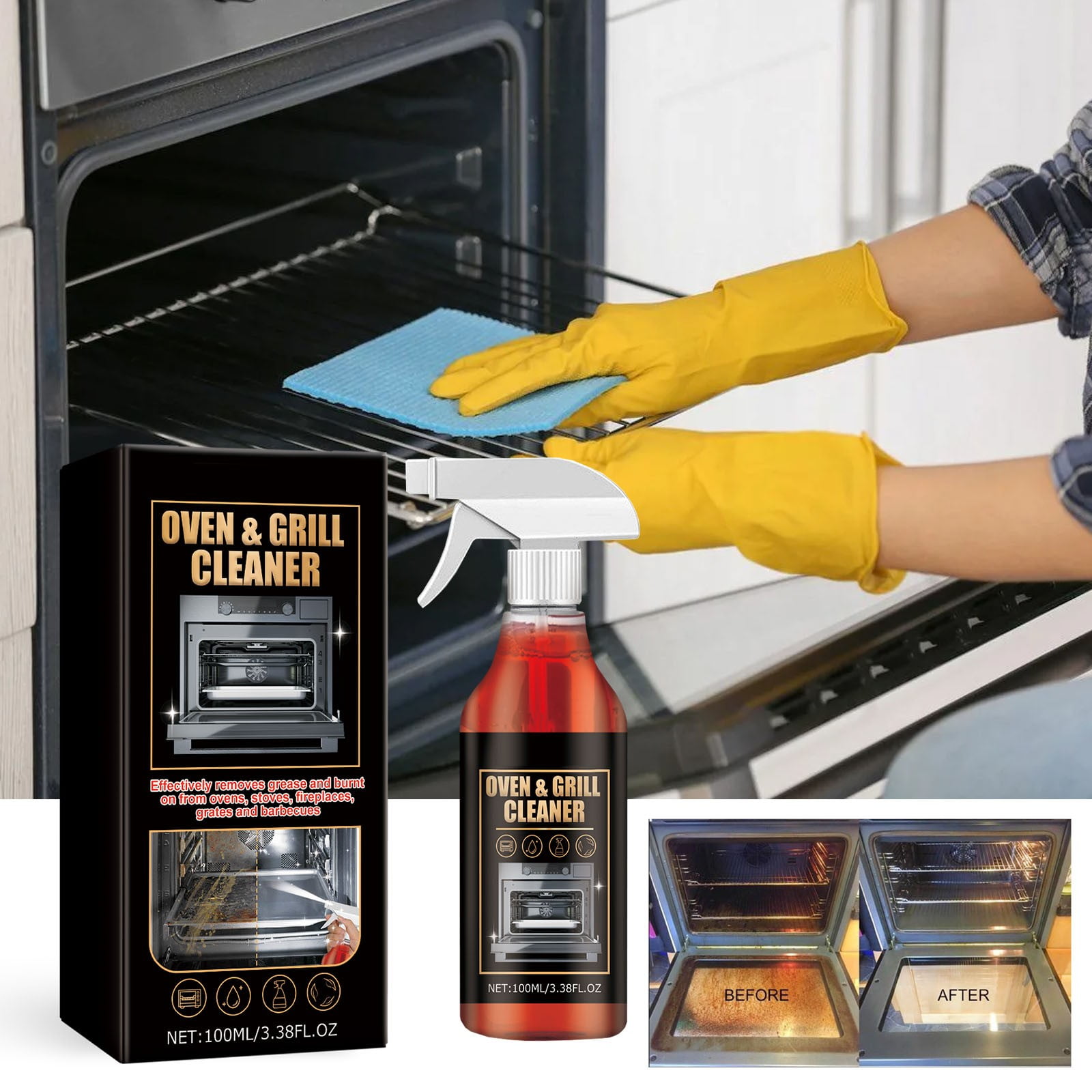 Gmogad Oven Grill Cleaner 100ml - Vegan, Removes Grease & Burnt-On, For ...