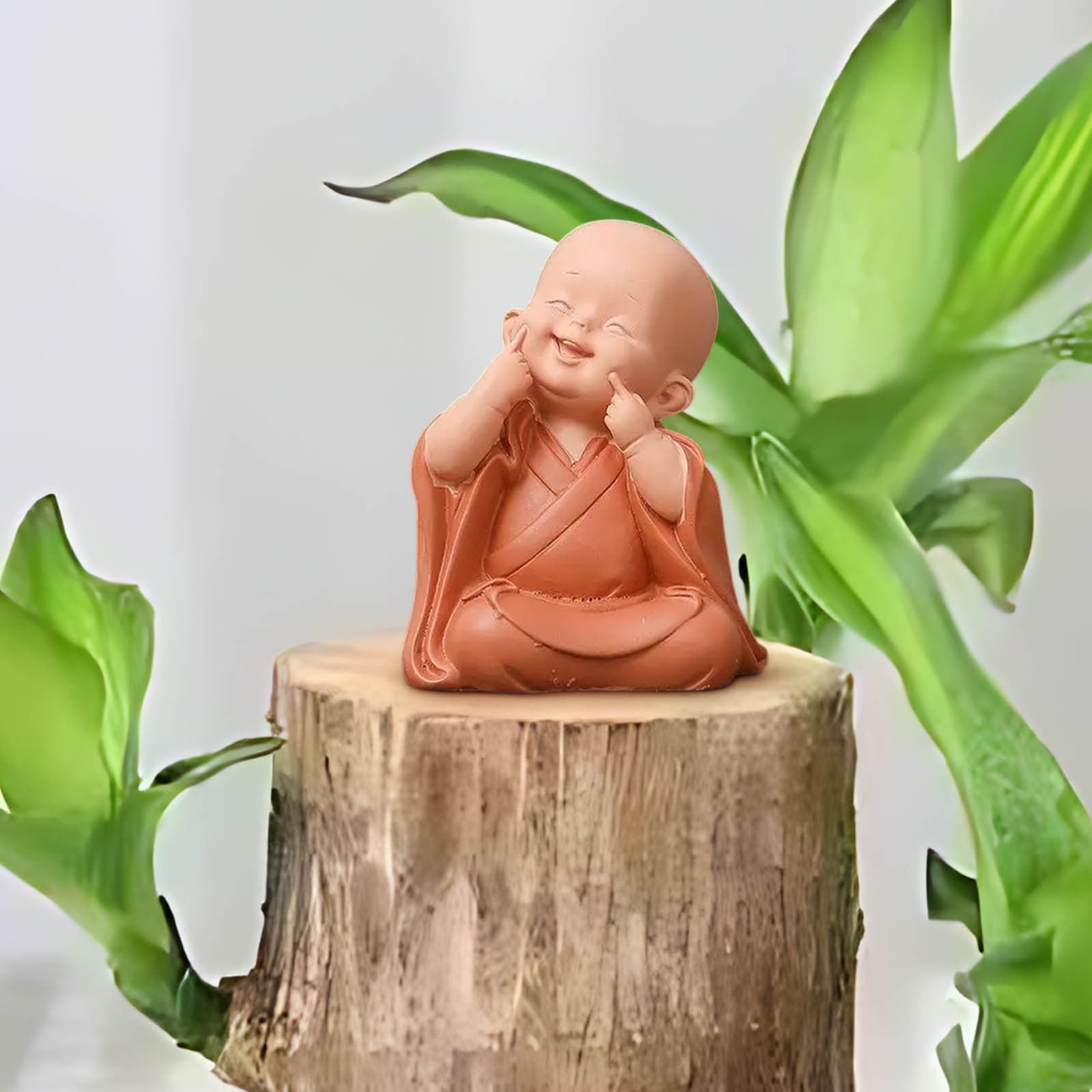 Gmogad Small Brown Resin Zen Monk Statue Meditation Buddha Decor for ...