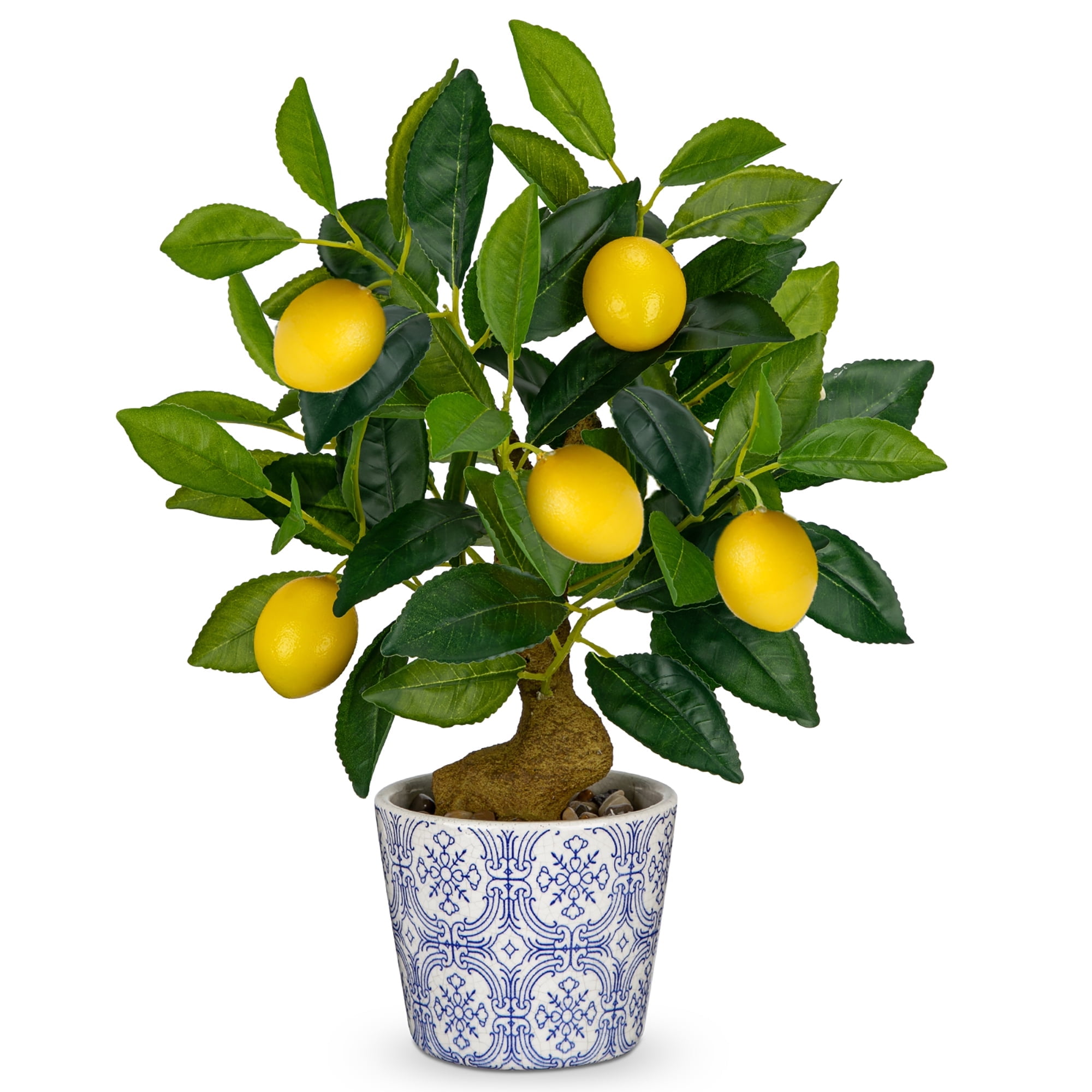GnFlus 15.7" Artificial Lemon Tree Potted Plants Fake Citrus Tree with ...