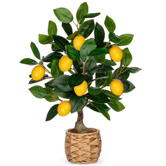 GnFlus 17.3”Artificial Lemon Tree Potted Plants Fake Citrus Tree with ...