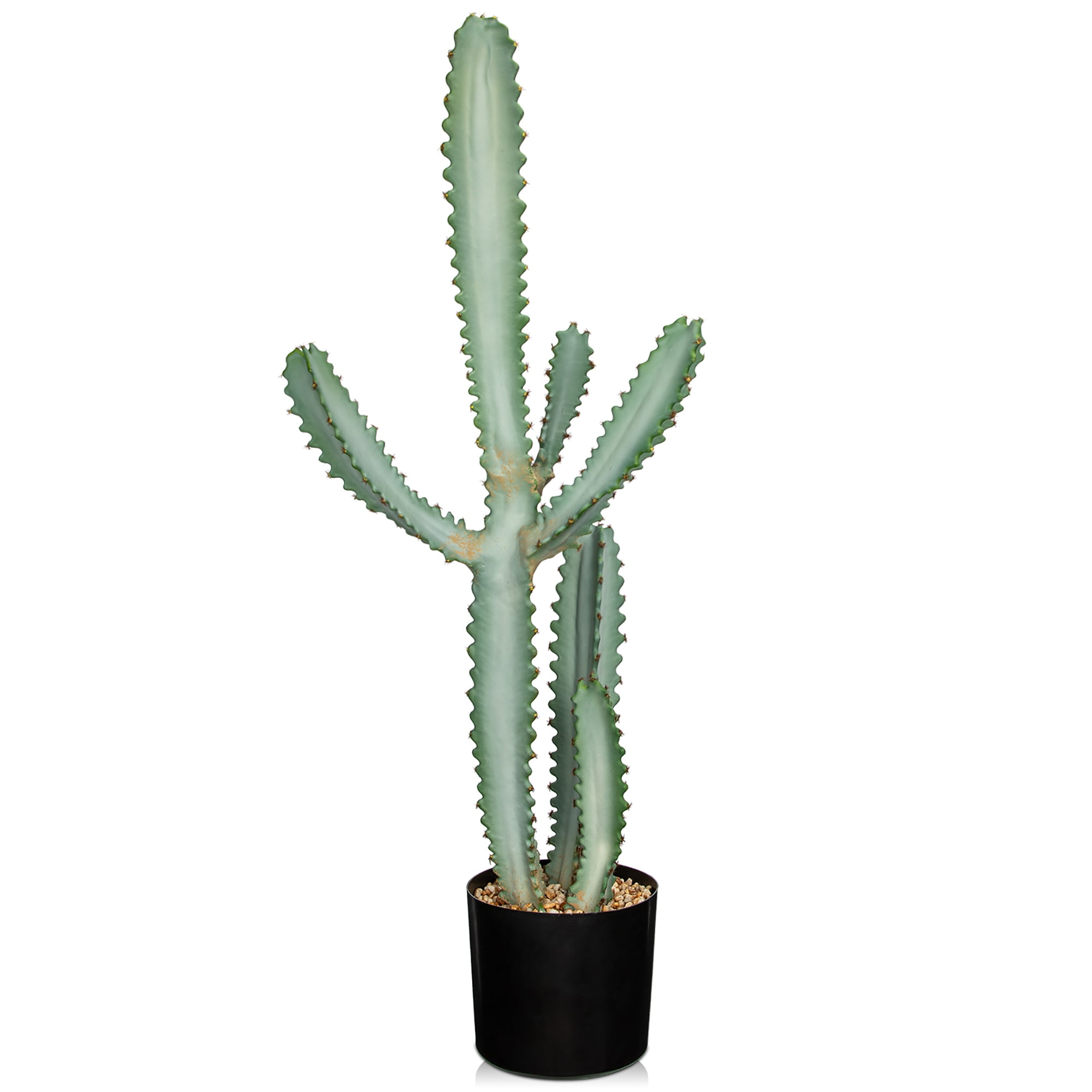 GnFlus 35.4" Tall Fake Cactus Plant Potted Large Cactus Euphorbia ...