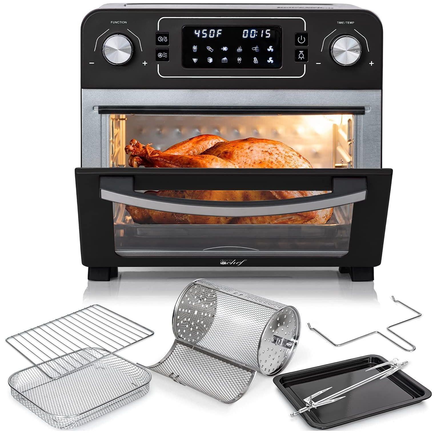 GnHoCh 24 QT Black Stainless Steel Countertop 1700 Watt Toaster Oven ...