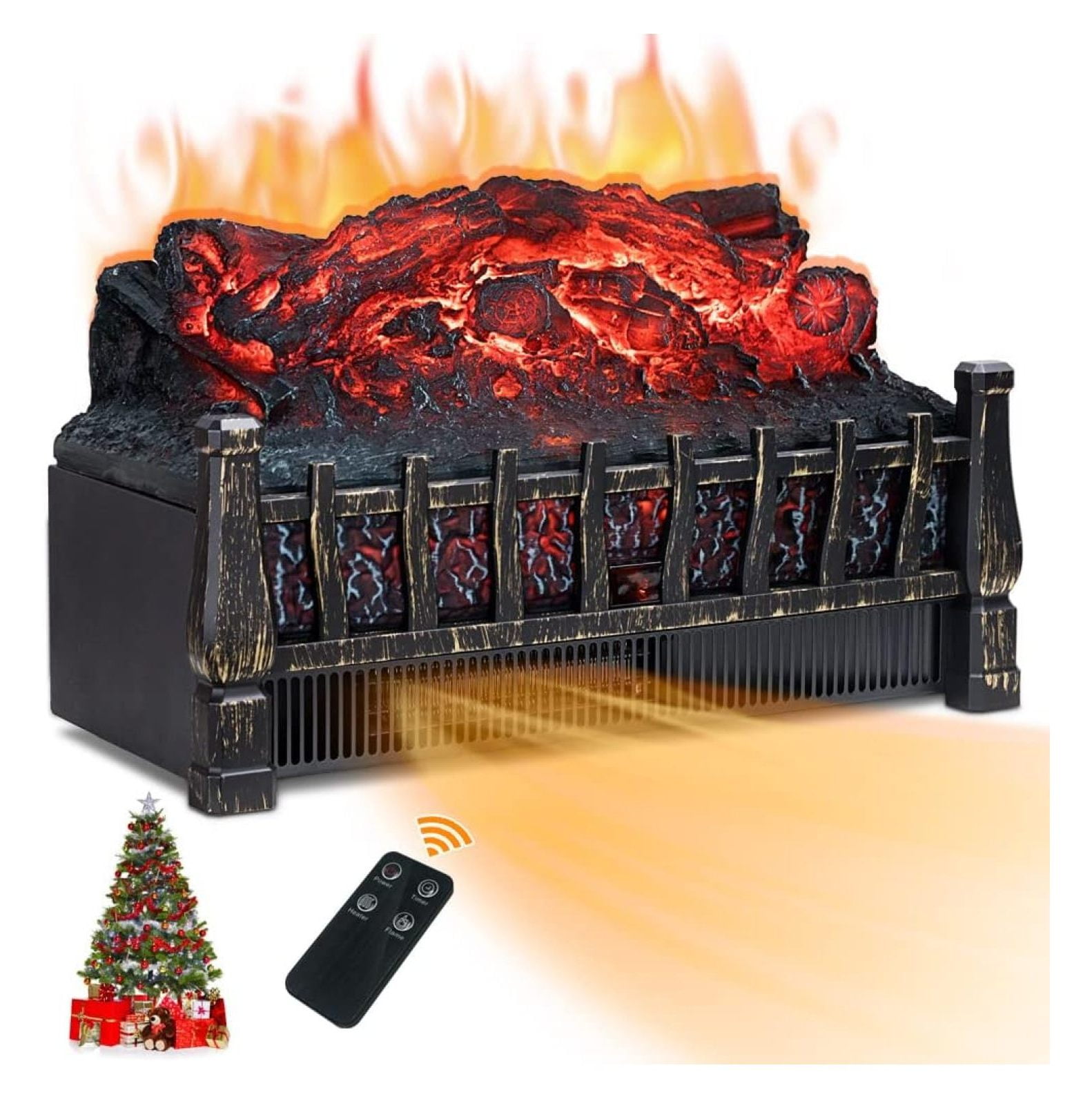 GnHoCh Electric Fireplace Log Heater, 21 Inch Fireplace Insert w ...