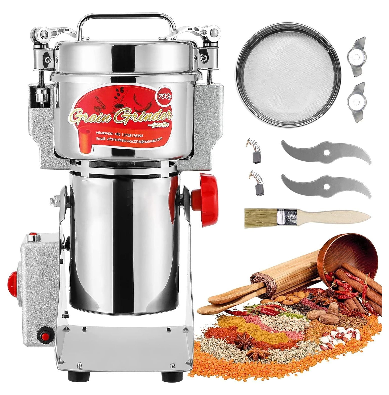 GnHoCh Grain Grinder Electric Spice Mill 700g 2400W Food Grinding ...
