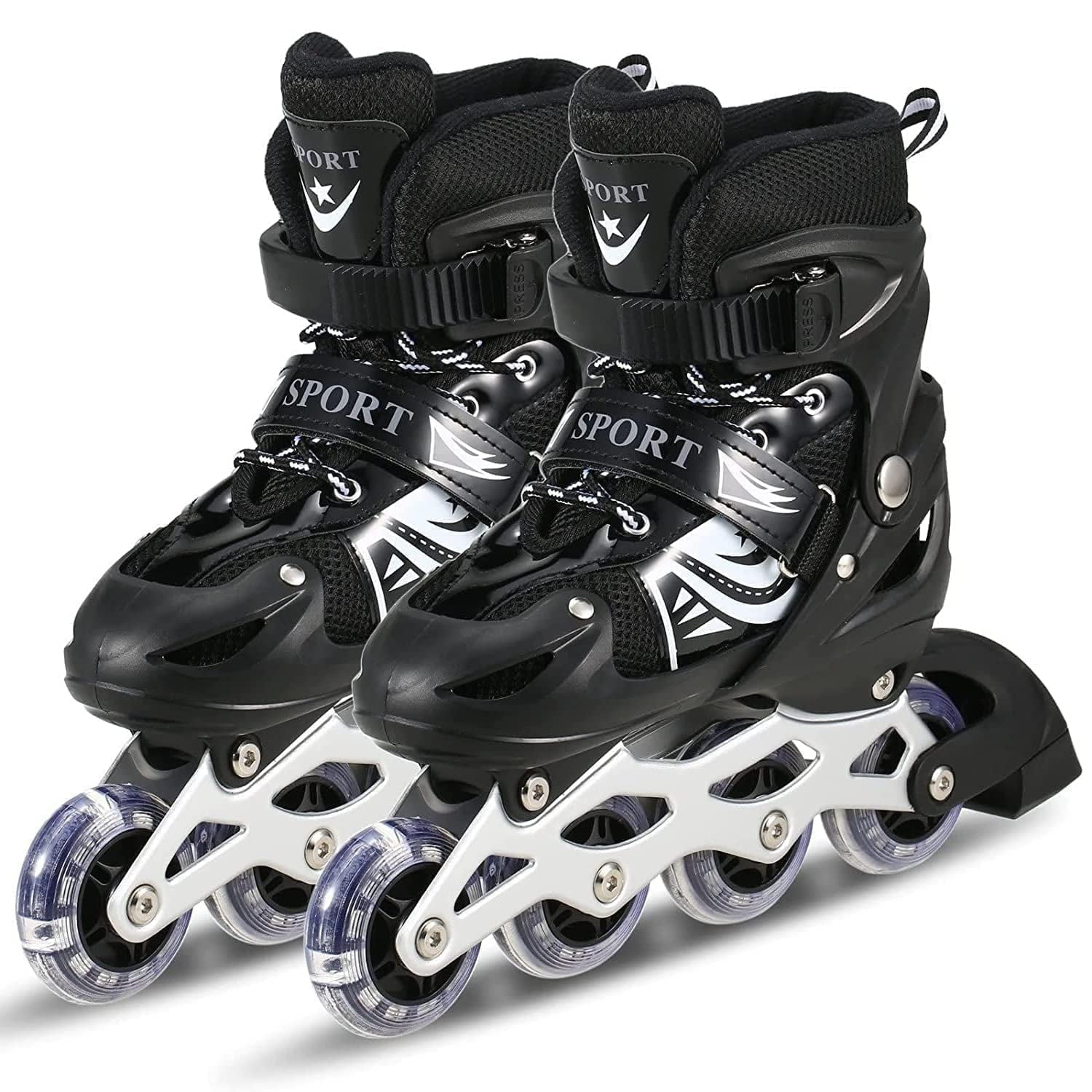 Gnanex Adjustable Four Wheel Inline Skating Shoes Roller With Led Flash ...