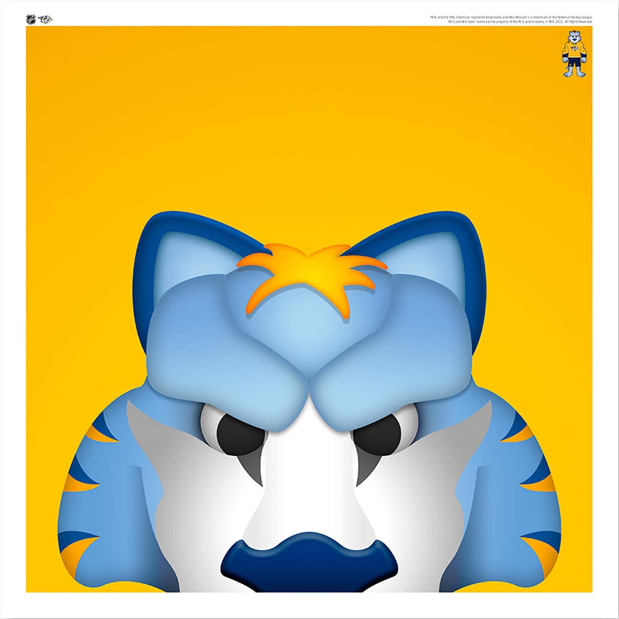 Gnash Nashville Predators 12'' x 12'' Minimalist Mascot Poster Print ...