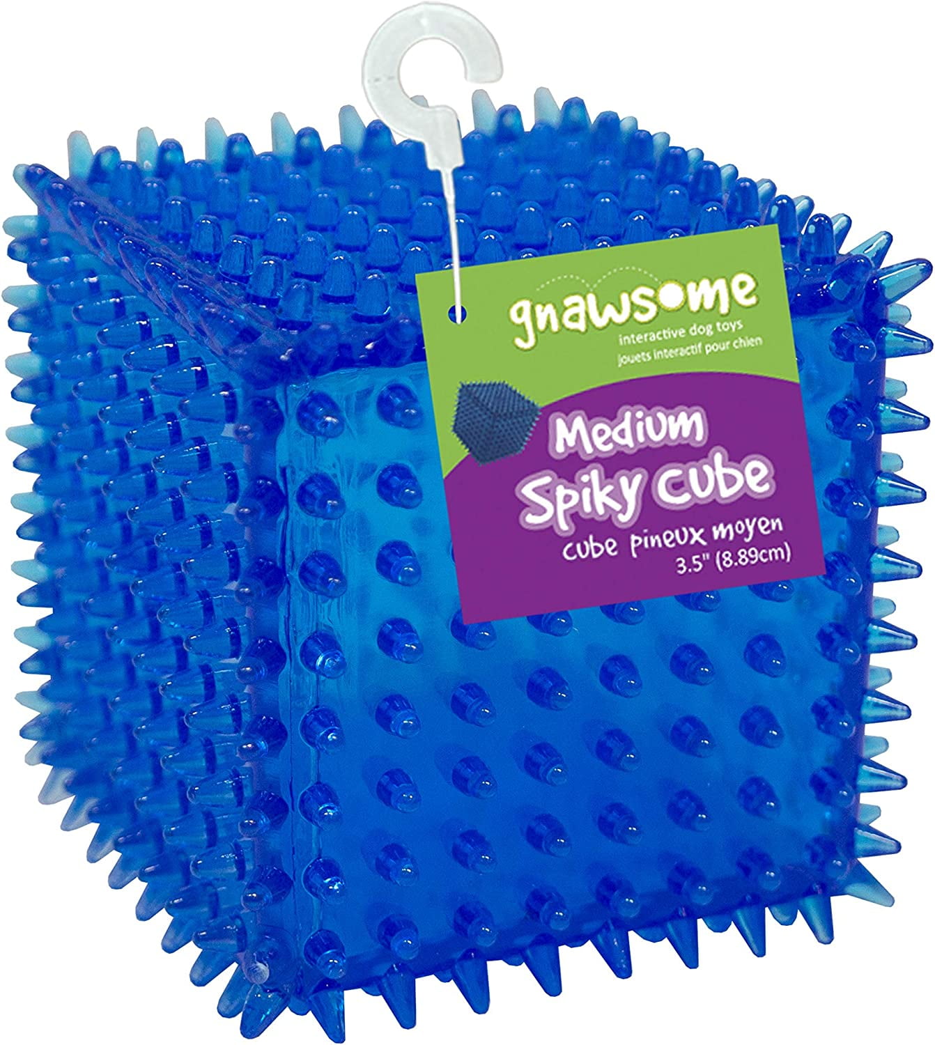 Gnawsome Spiky Squeaker Cube Dog Toy - Promotes Dental and Gum Health ...
