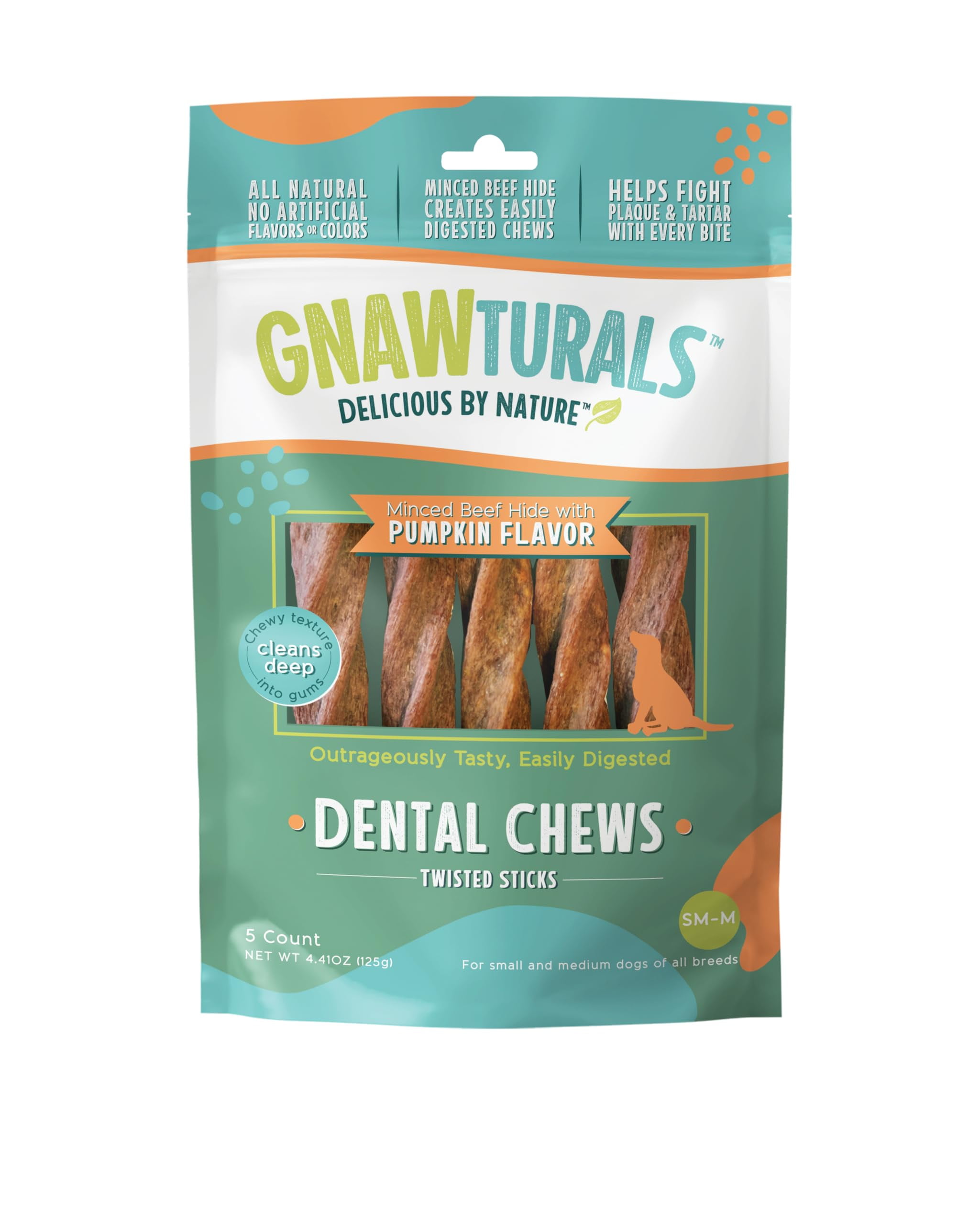 Gnawturals Dental Chews Twisted TMA2 Sticks | for Medium Dogs | Natural ...