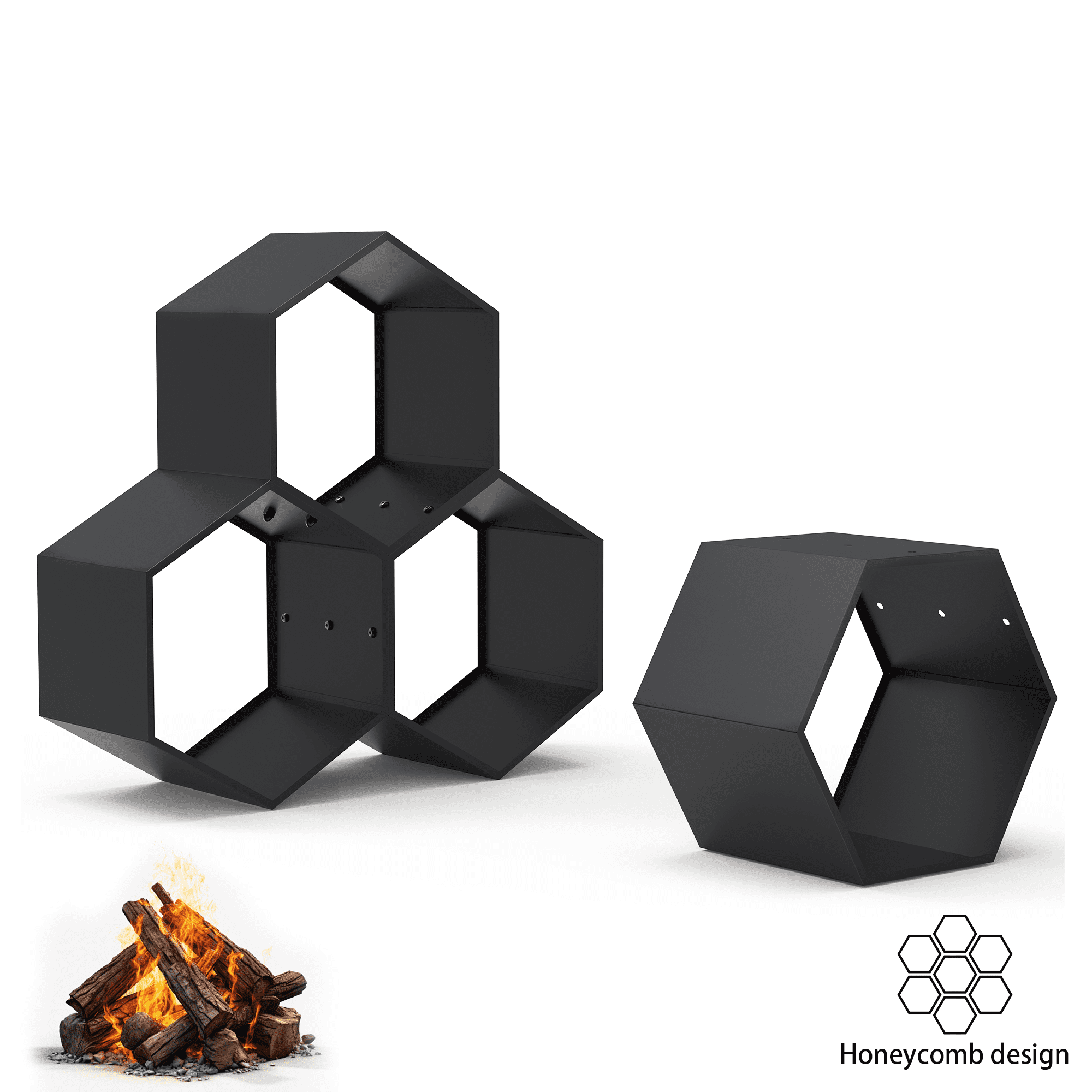 Gnee 20" Firewood Rack Hexagon Metal Wood Holders Heavy Duty Wood Pile Storage Organizer Outdoor ...