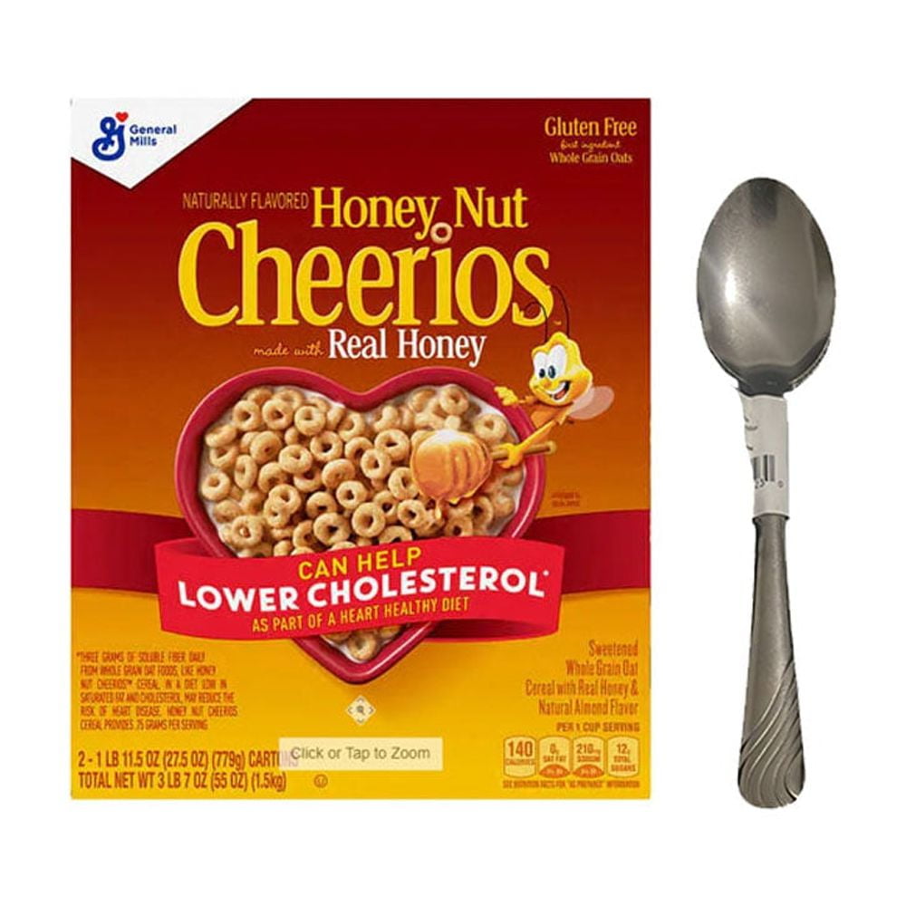 Gneral Mills, Cheerios Cereal, Honey Nut, 27.5 oz, 2-Count With Spoon ...