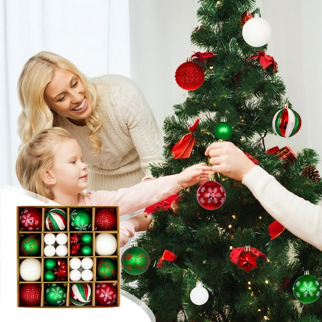 Gnmfd 44pcs Colorful Christmas Hanging Balls Christmas Proof Ball
