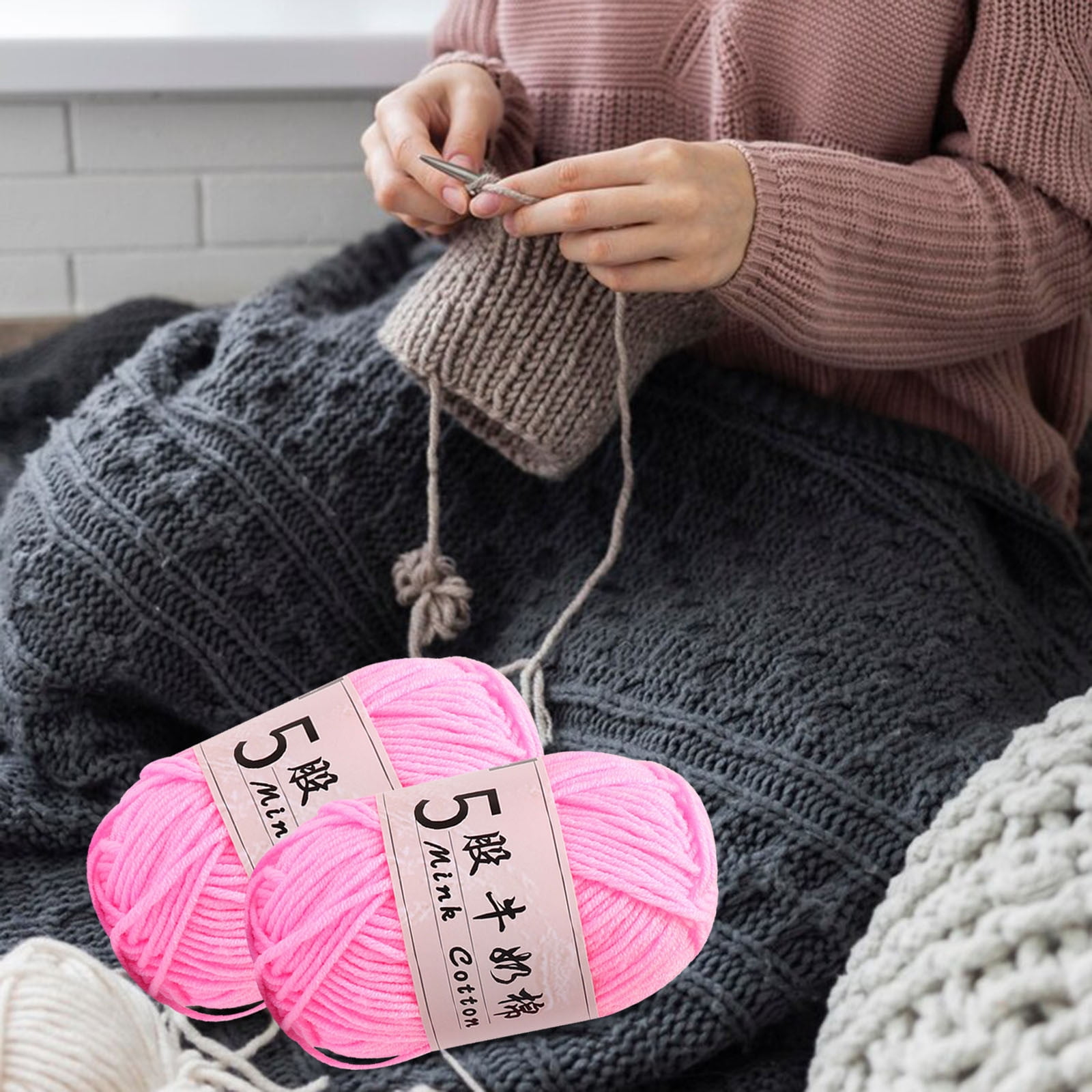 Gnmfd 5-Strand Milk Cotton Yarn 50g DIY Crochet Knitting Wool Ball for ...