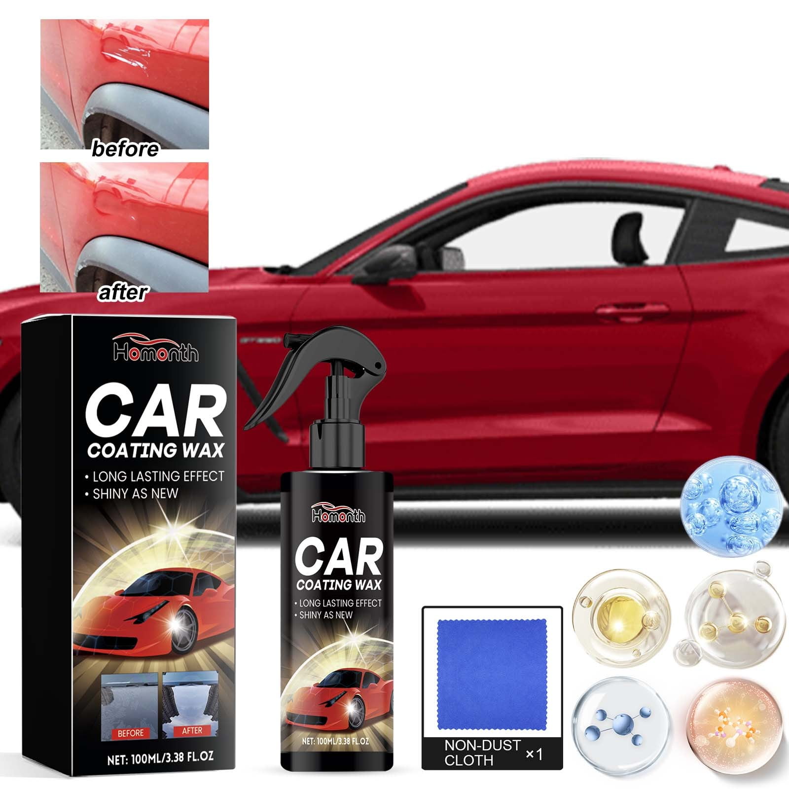 Gnmfd 6-in-1 High Protection Car Coating Spray 100ml, Waterless Car ...