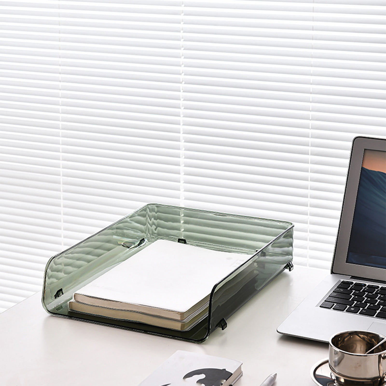 Gnmfd Acrylic Desktop Storage Box Stackable File Organizer with Divided ...