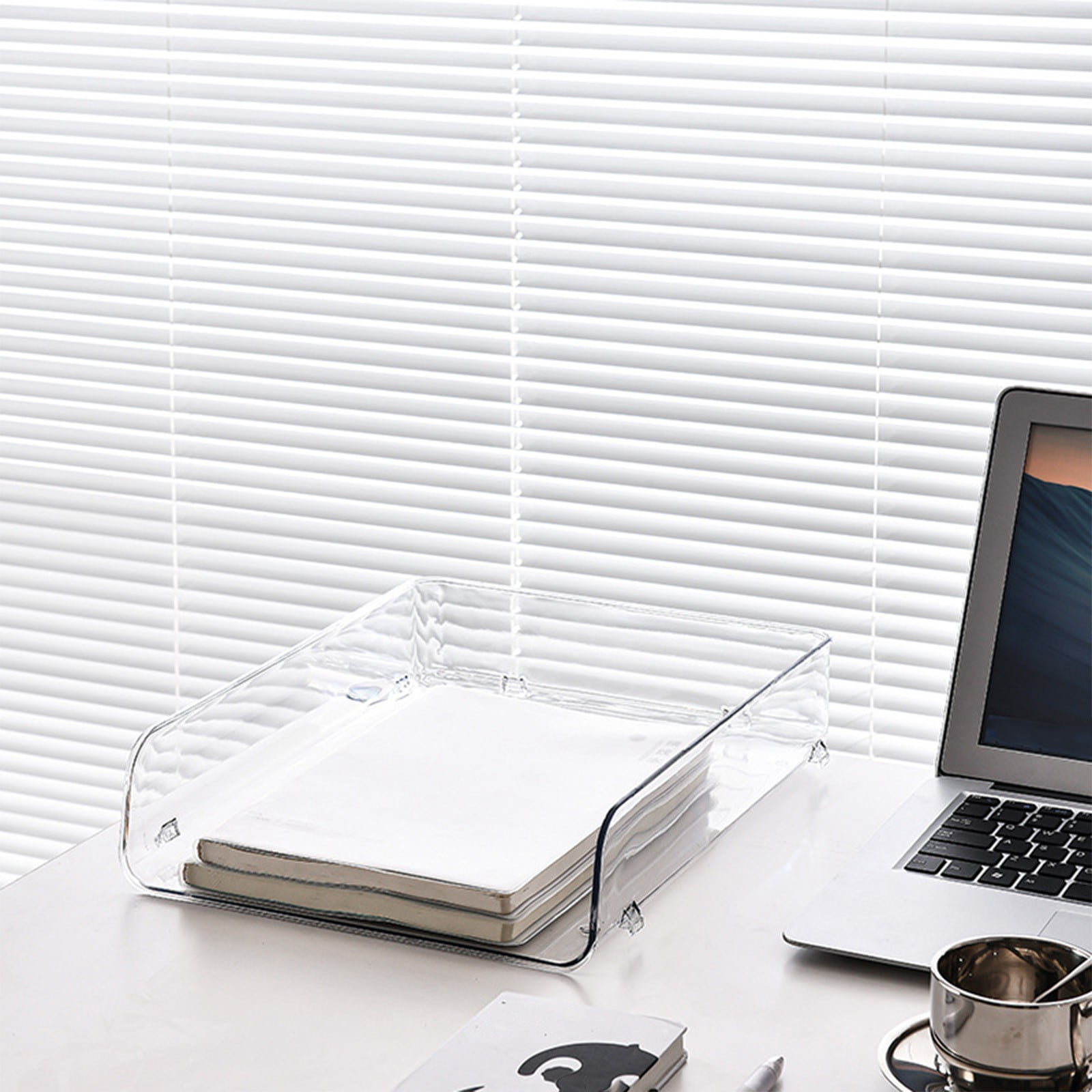 Gnmfd Acrylic Desktop Storage Box Stackable File Organizer with Divided ...