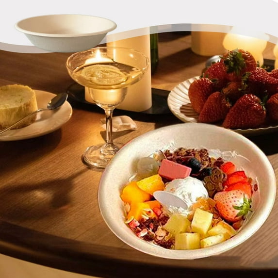 Gnmfd Disposable Paper Yogurt Bowl with Lid, Portable Cold Dessert ...