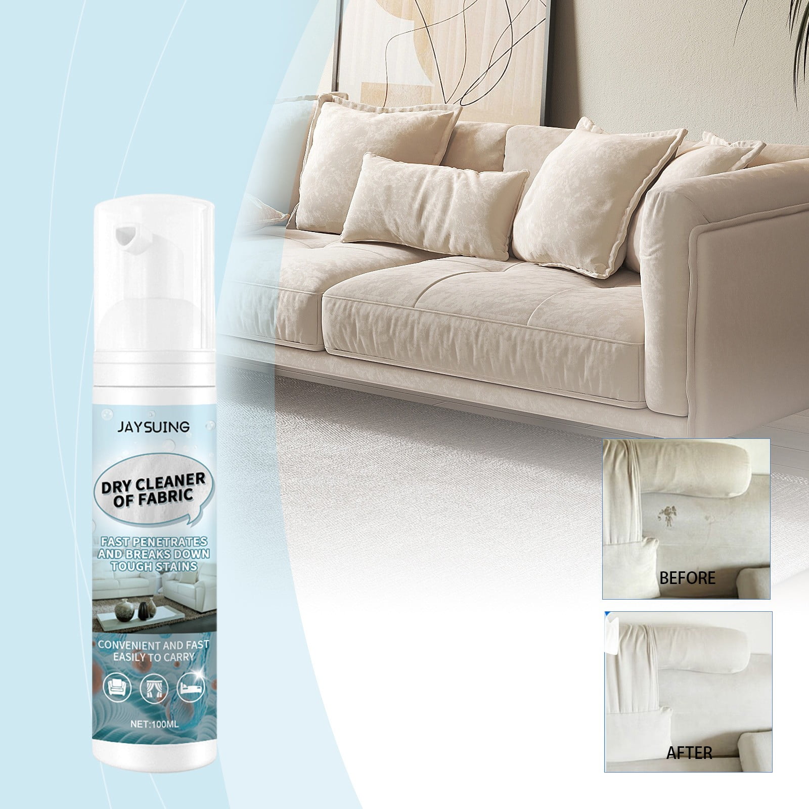 Gnmfd Fabric Sofa Stain Remover Foam, 100ml All-Purpose Carpet ...