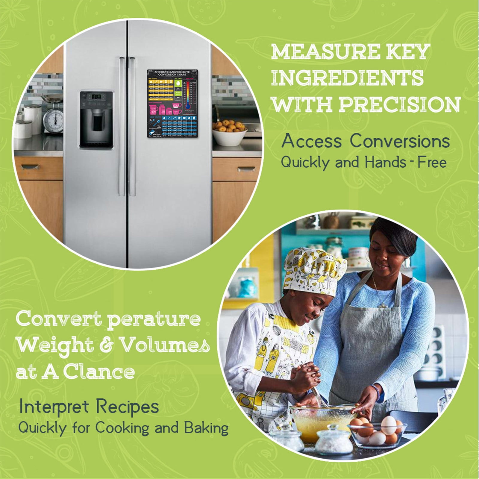 Gnmfd Magnetic Kitchen Conversion Chart, Cooking Measurement Guide for ...