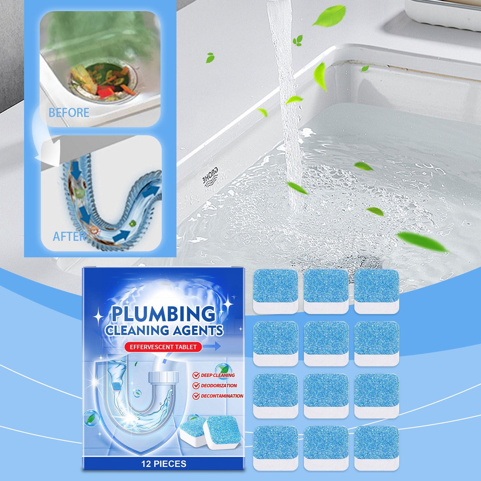 Gnmfd Pipeline Dredge Cleaning Tablets 12 Count, Strong Toilet, Floor ...