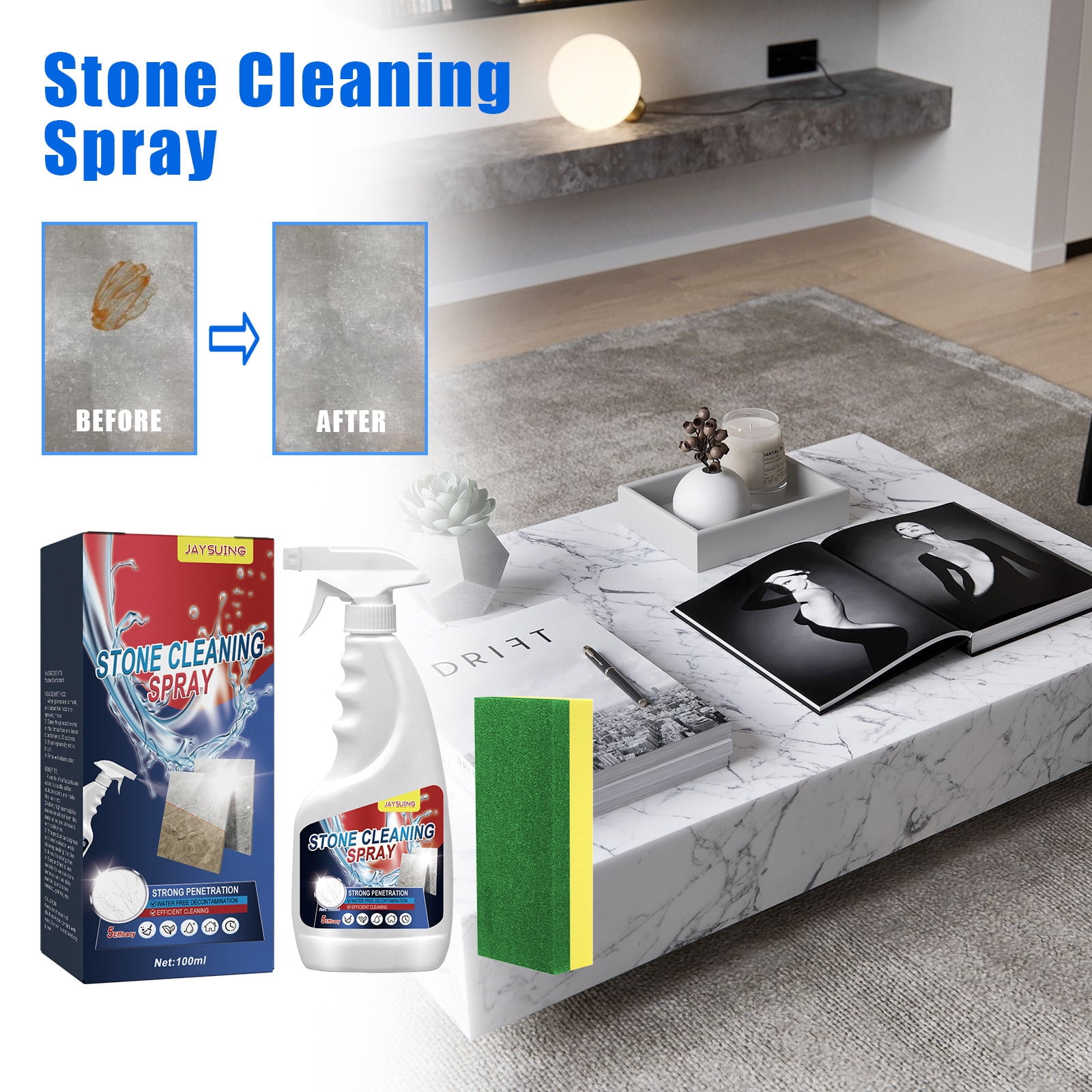 Gnmfd Soap Scum Remover Cleaner for Natural Stone, 100ml Stubborn Stain ...