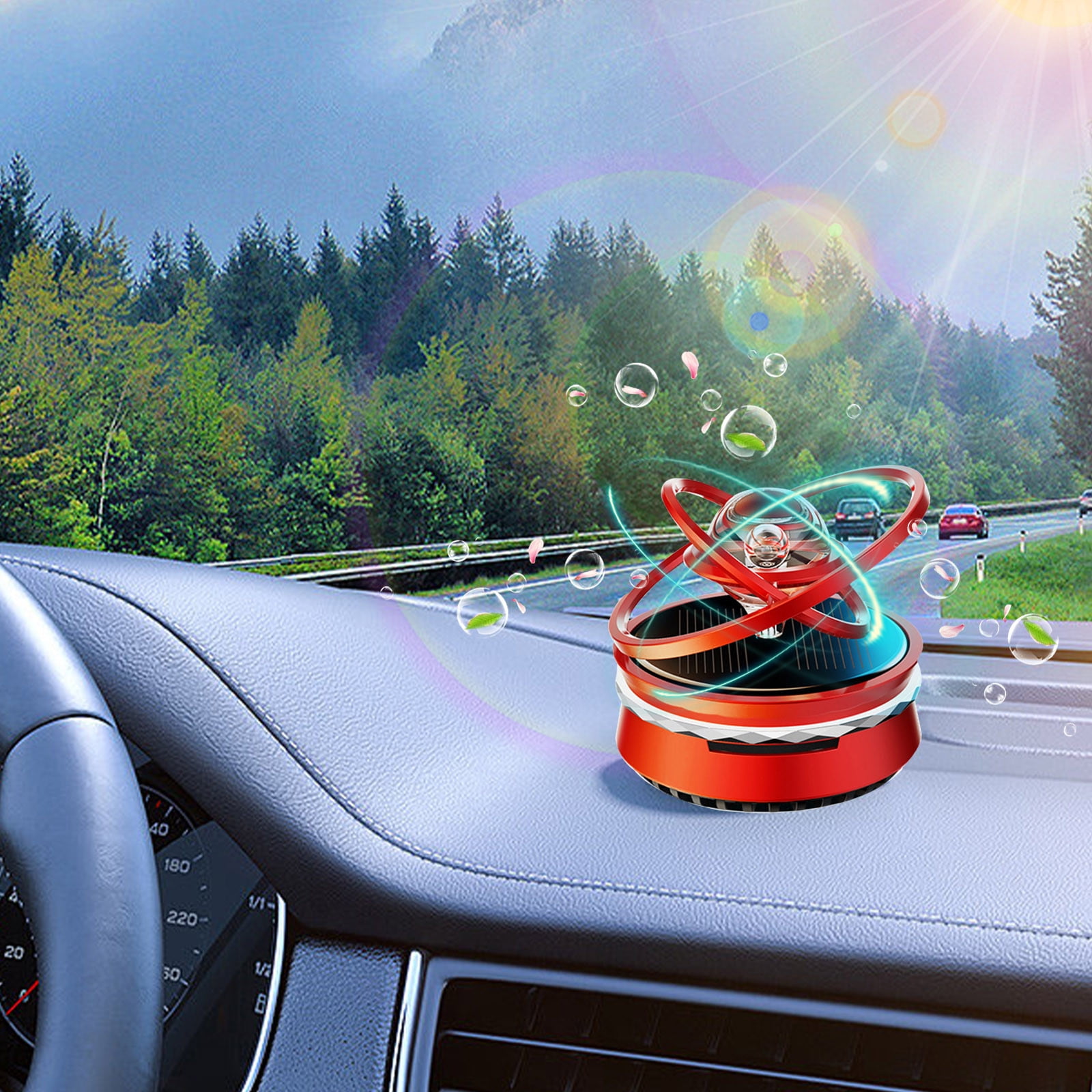 Gnmfd Solar Car Aromatherapy Diffuser Rotating Air Freshener, Solar ...