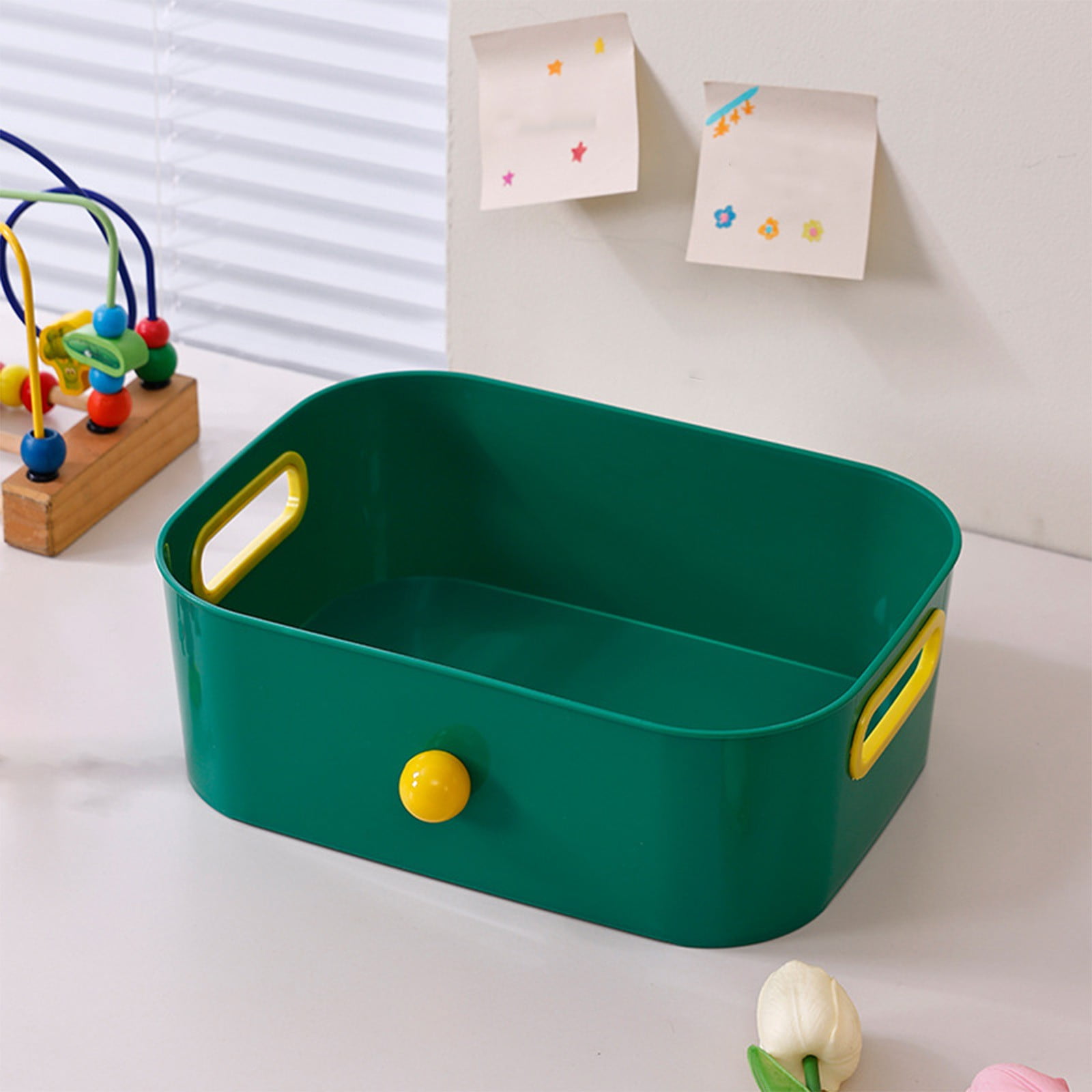 Gnmfd Stackable Desk Storage Bins with Handles, Three-Color Organizer ...