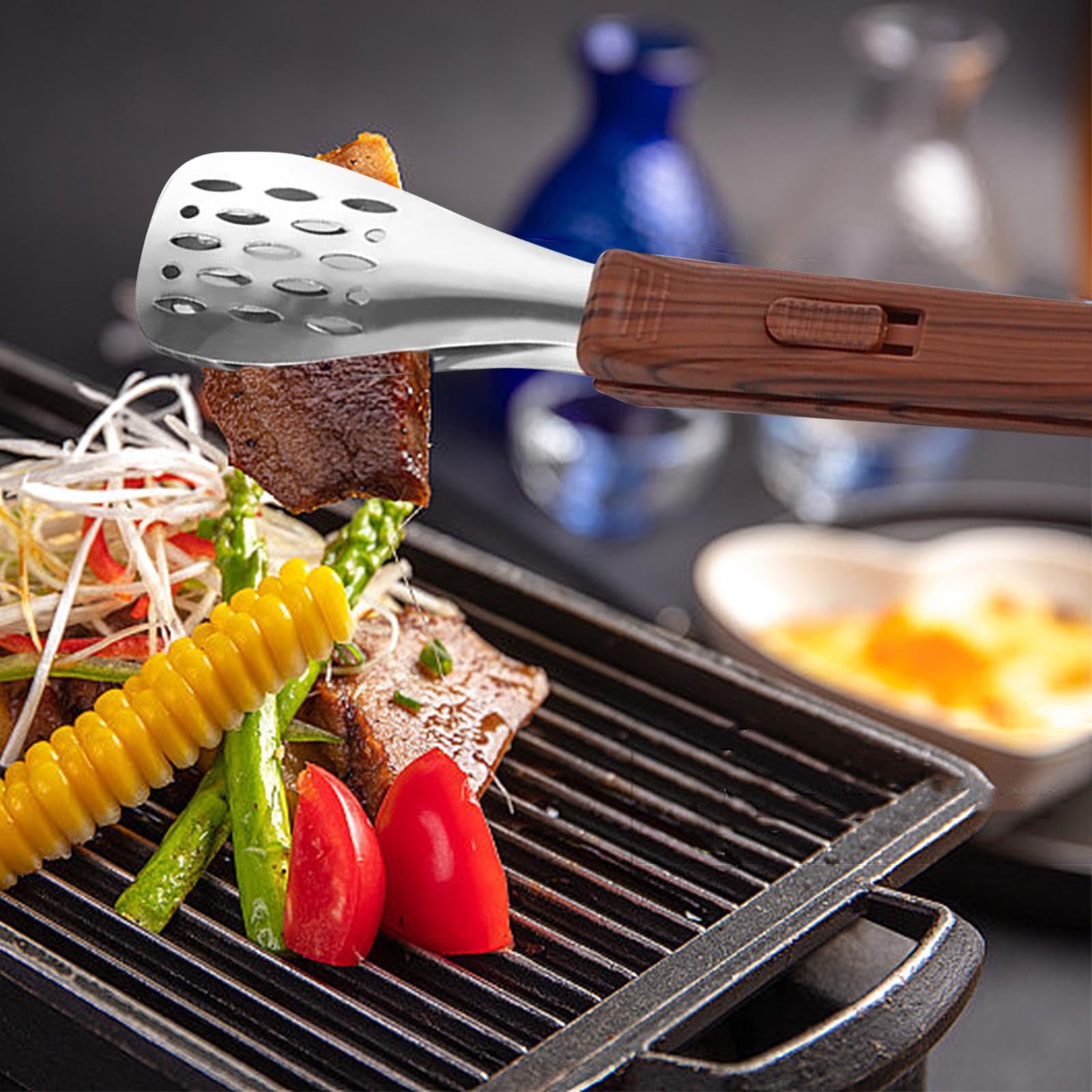 Gnmfd Stainless Steel Bread Sandwich Tongs with Locking Mechanism ...