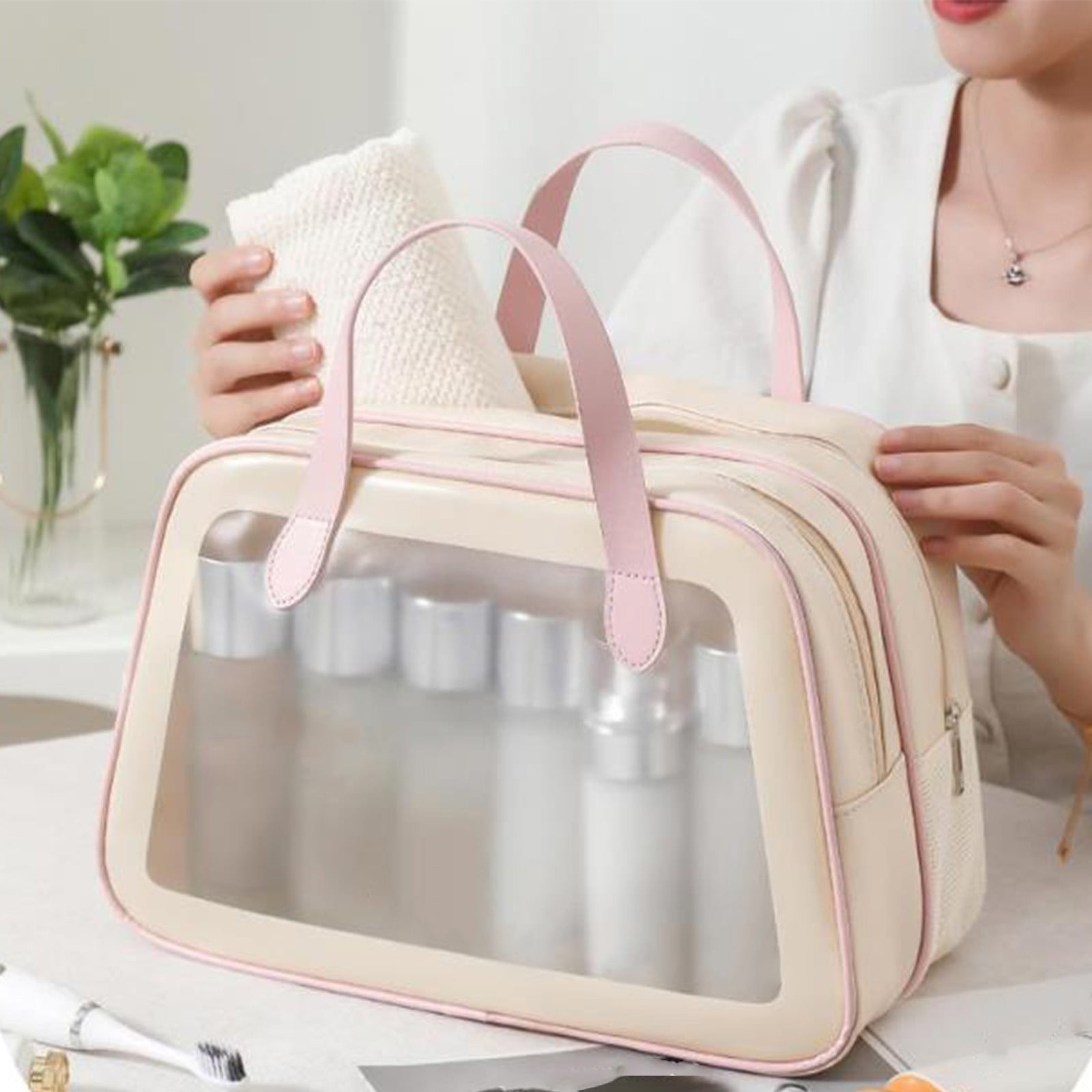 Gnmfd Travel Toiletry Bag Easy Clean Makeup Organizer Through Hanging ...