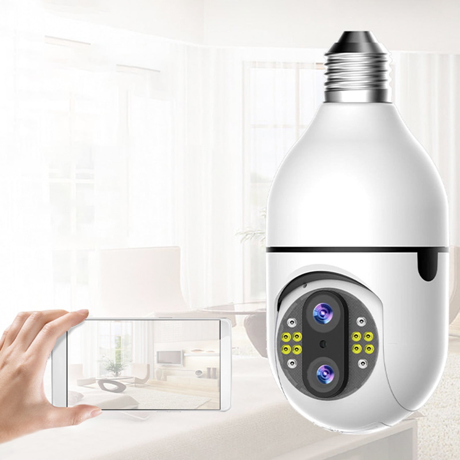 Gnobogi 2MP WiFi Light Bulb Camera,Dual Eyes,1080P Pan Tilt Wireless 2 ...