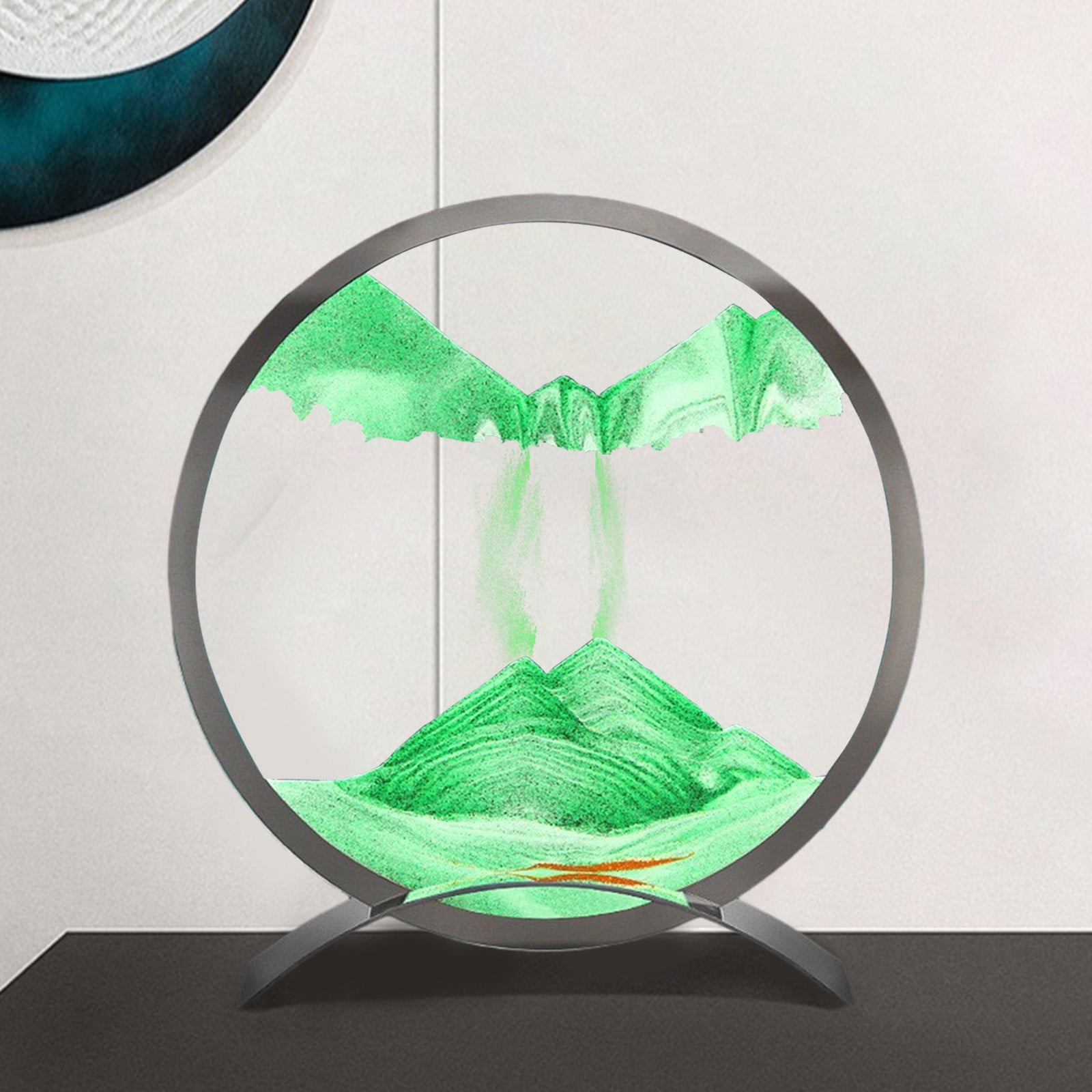 YgkuHd Moving Sand Art Picture Round Glass Moving Sand Frame, Liquid ...