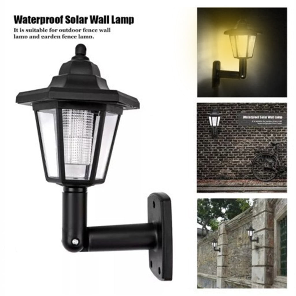 YgkuHd Solar Power LED Light Way Wall Mount Garden Fence Lamp Outdoor ...