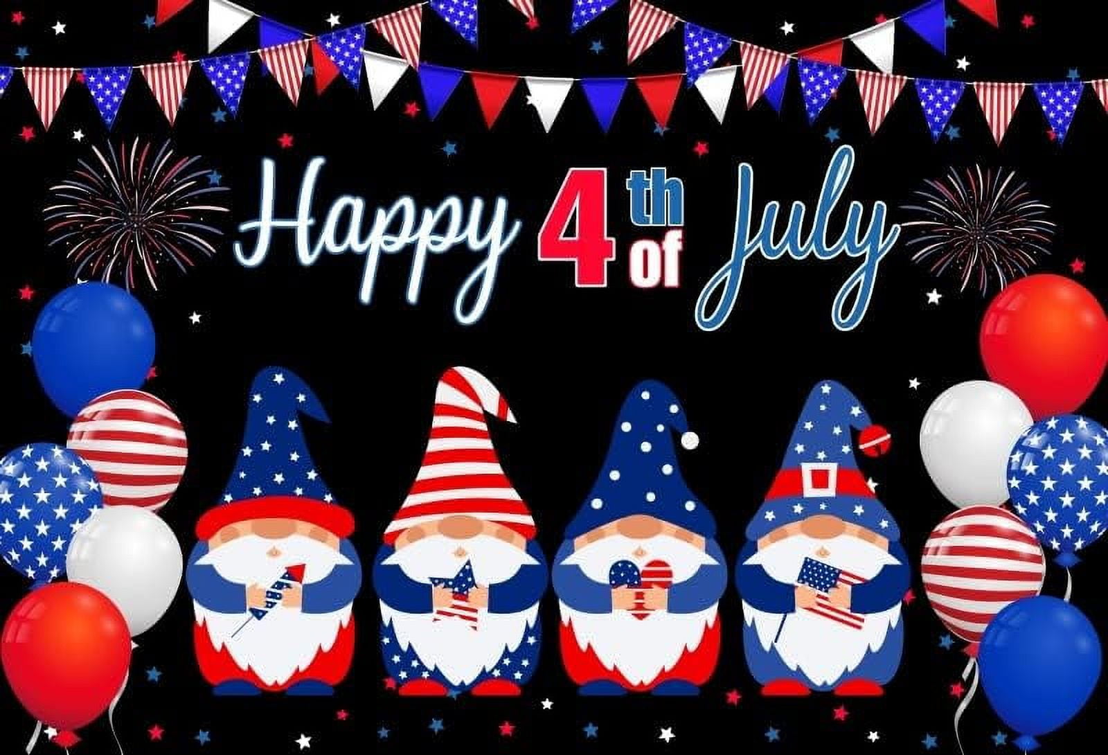 Gnome 4th of July Backdrop 7x5ft Striped and Stars Gnomes Independence ...