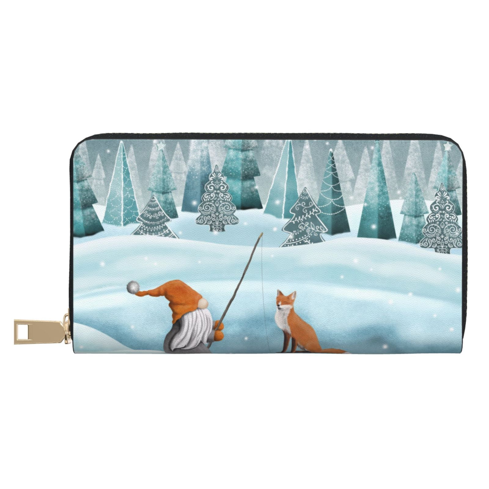Gnome And Red Fox Fishing Wallet Women, Leather Bifold Multi Card ...