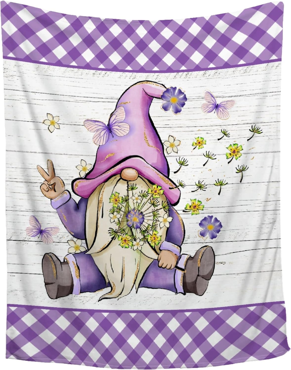 Gnome Blanket Flannel Throw Blanket Ultra Soft Plush Fluffy Bed Blanket ...