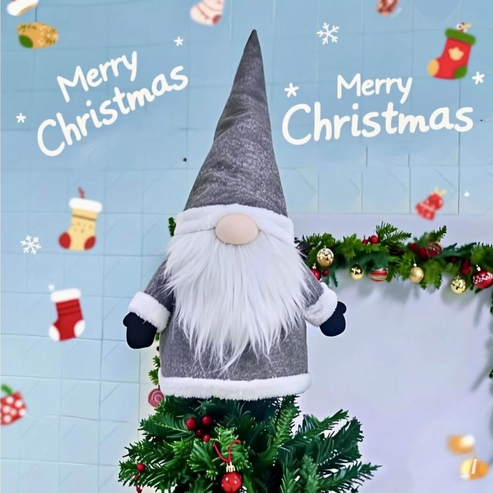 Gnome Christmas Tree Topper, 25.1 Inch Large Swedish Tomte Gnome ...