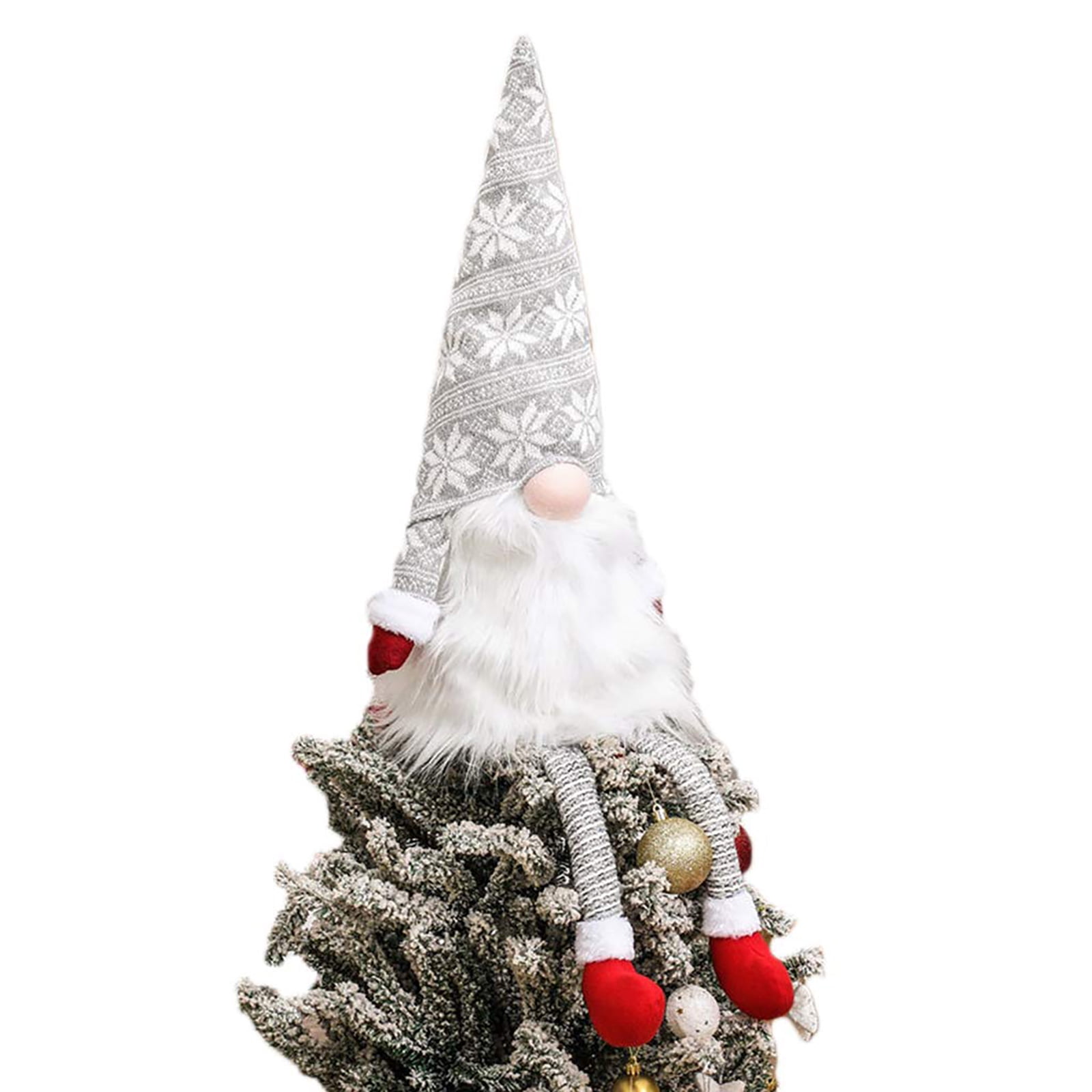 "22.8"" Gray Gnome Christmas Tree Topper, Santa Gnomes Plush Ornaments ...